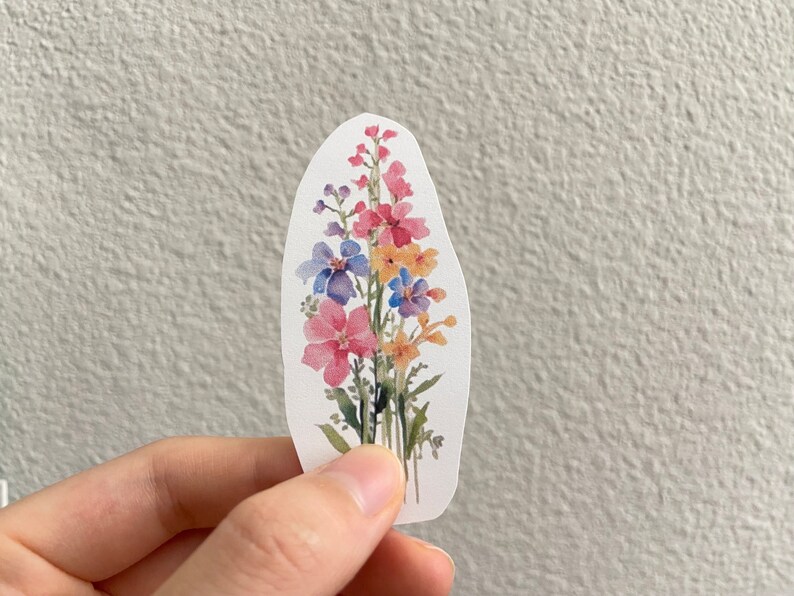 Rainbow Flower Sticker Watercolor Floral Sticker Beautiful Spring ...