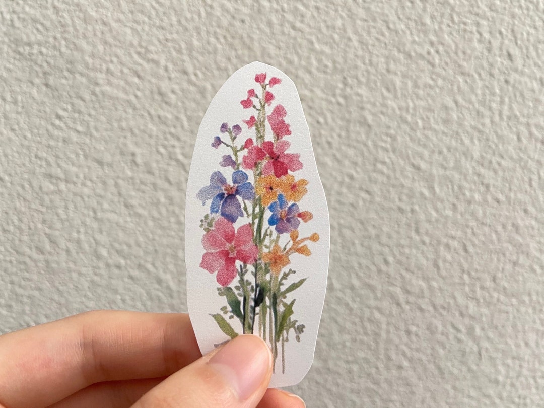 Rainbow Flower Sticker Watercolor Floral Sticker Beautiful Spring ...