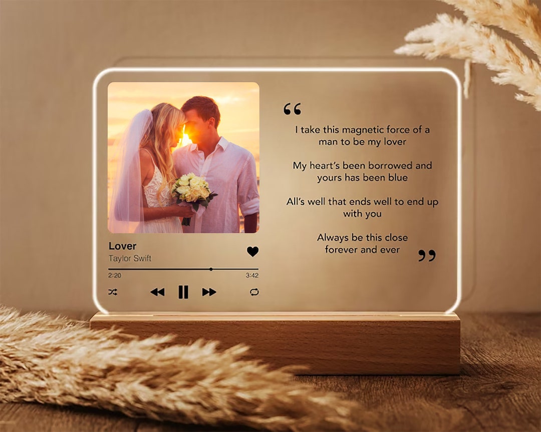 Personalized Photo Wedding LED Light, Custom Song Lyric Plaque, Newly ...