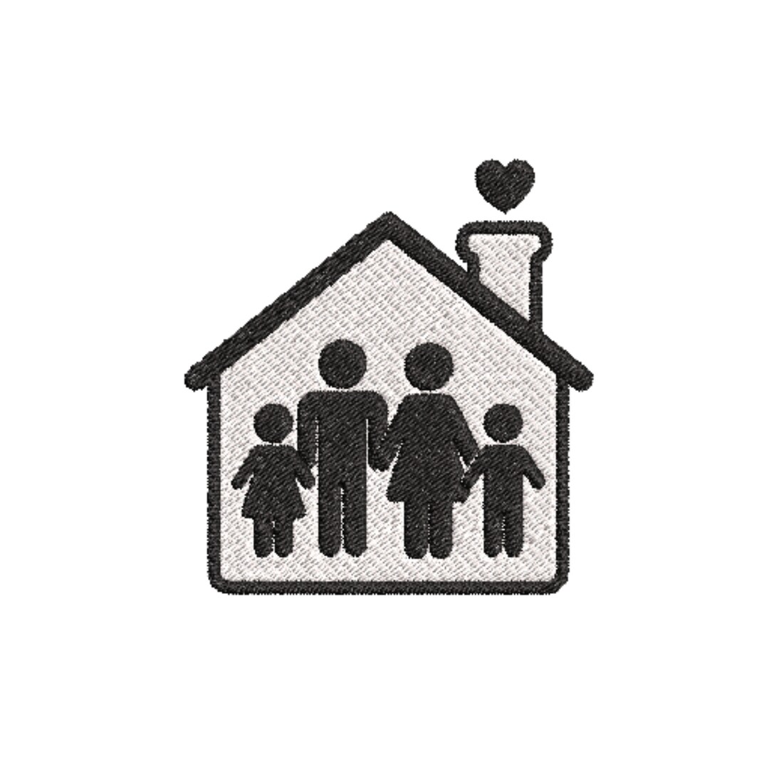 Family House Mom Dad and Children House Embroidery Machine Digital Pes ...