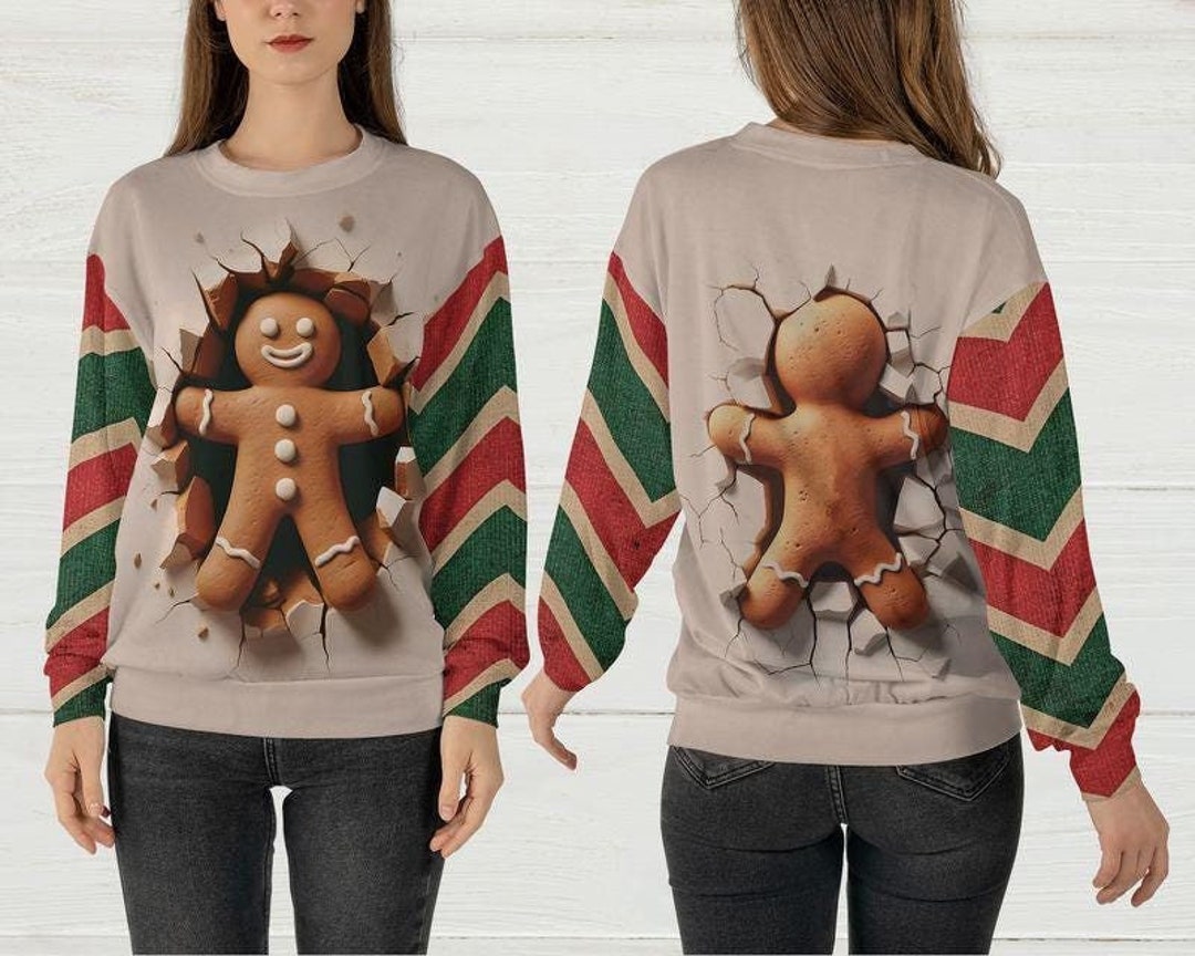 Ugly Christmas Sweater Gingerbread Man, Gingerbread Sweater Front Back ...
