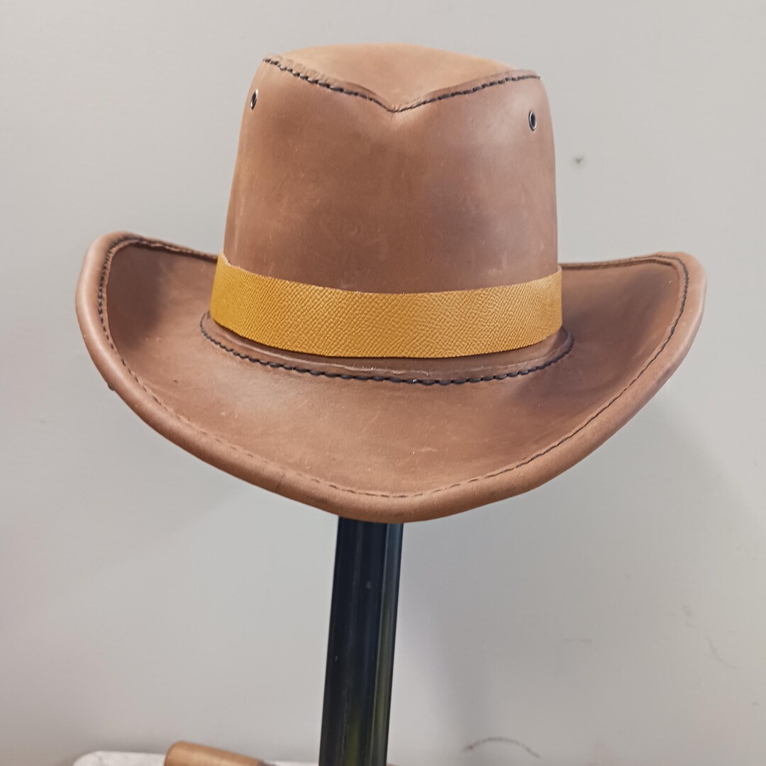 Leather Indiana Jones Hat Hand Made Head Size 23 Inch - Etsy