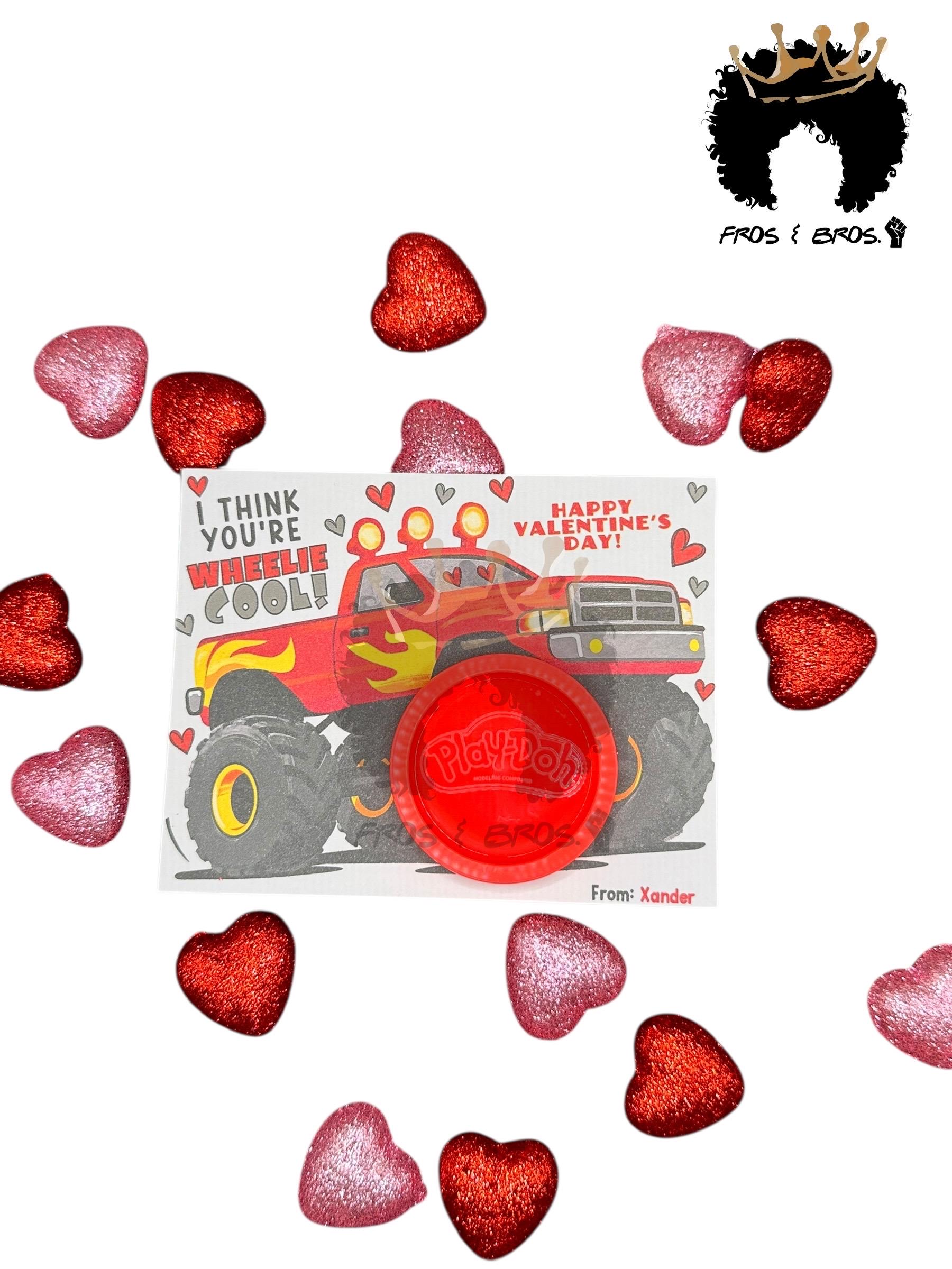 Monster Truck Valentine Cards With Play-doh | Set of 4 - Etsy