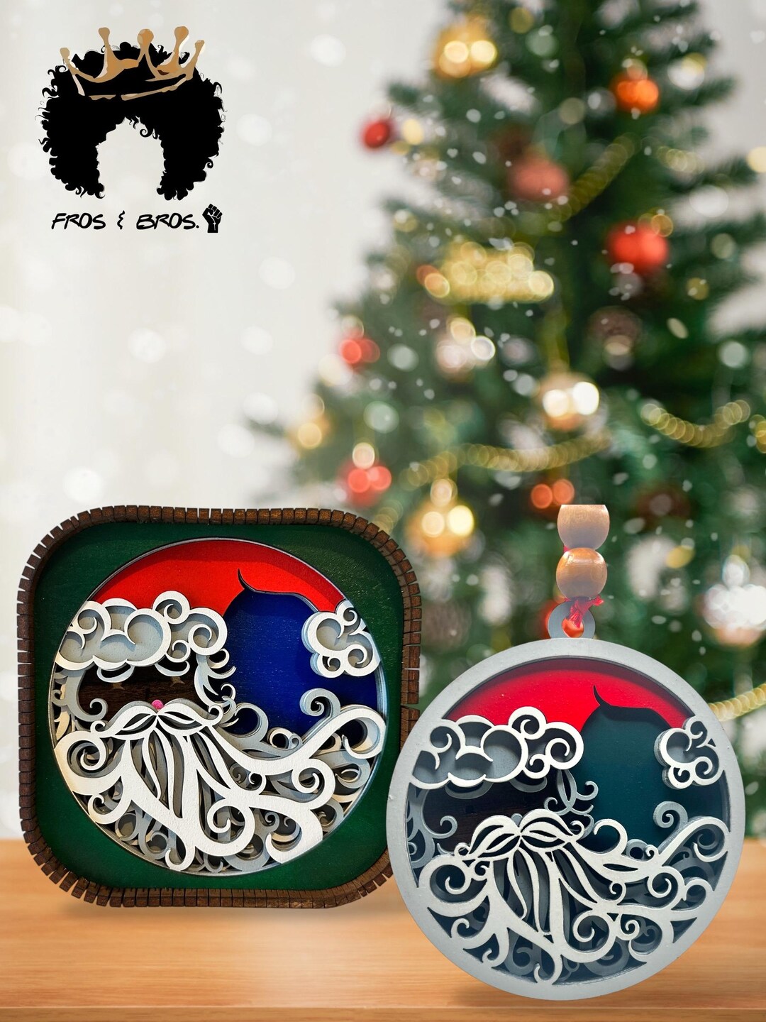 Layered Wooden Santa Beard Decor Set: Shelf Sitter & Ornament - Etsy