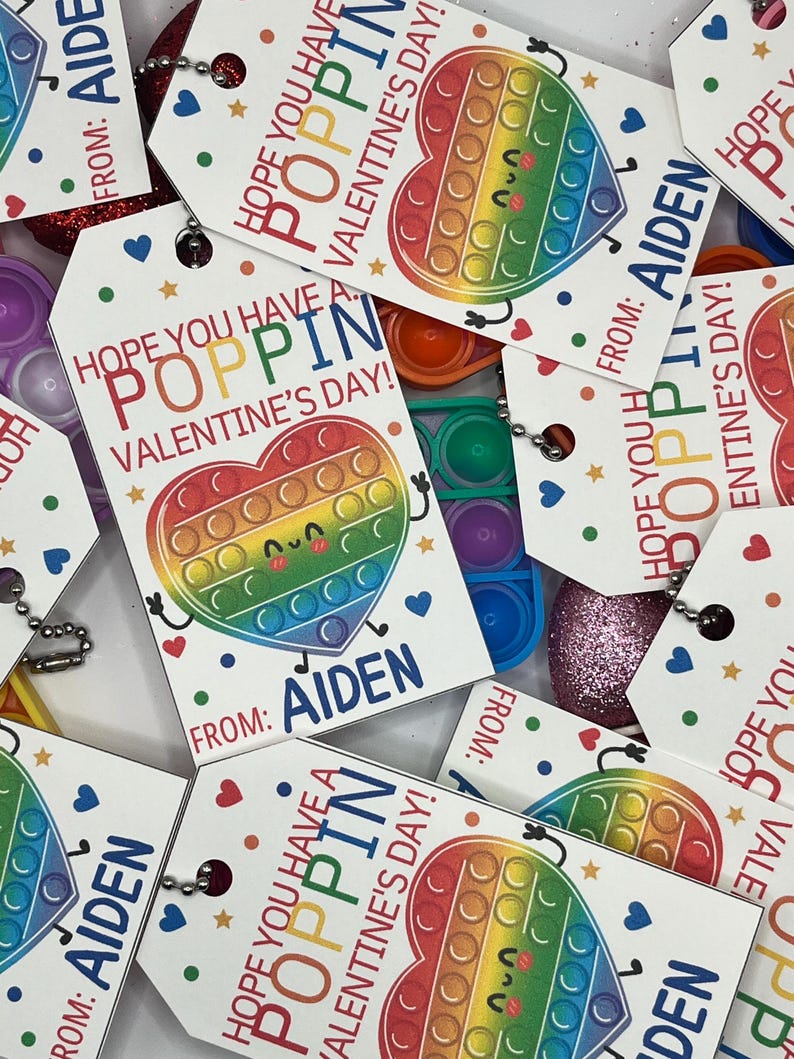 Pop It Valentines Kits, Non Candy Valentines, Classroom Gifts, Fidget ...