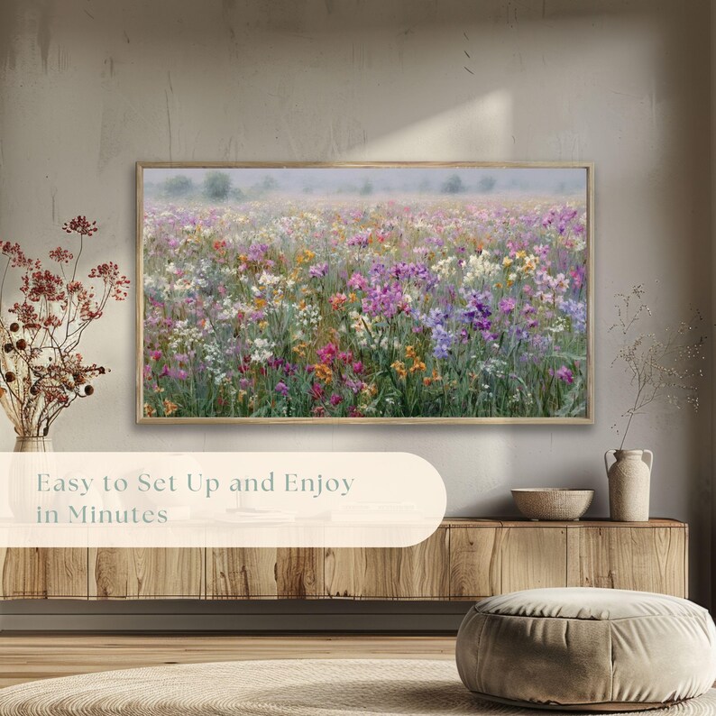 Summer Vibrant Wildflower Field Frame TV Art Colorful Botanical ...