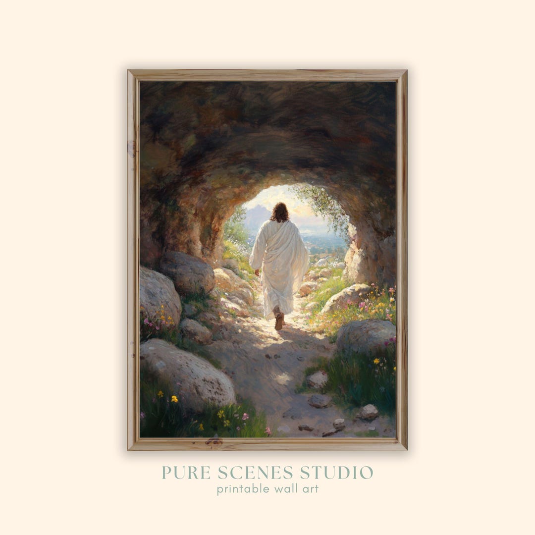 Printable He is Risen Wall Art Glorious Easter Sunrise Painting Vintage ...