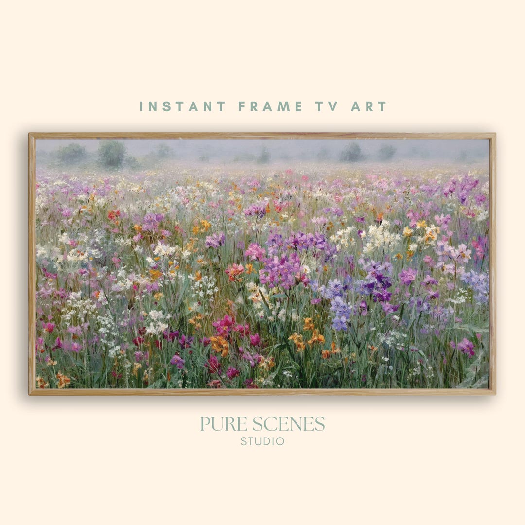 Summer Vibrant Wildflower Field Frame TV Art Colorful Botanical ...