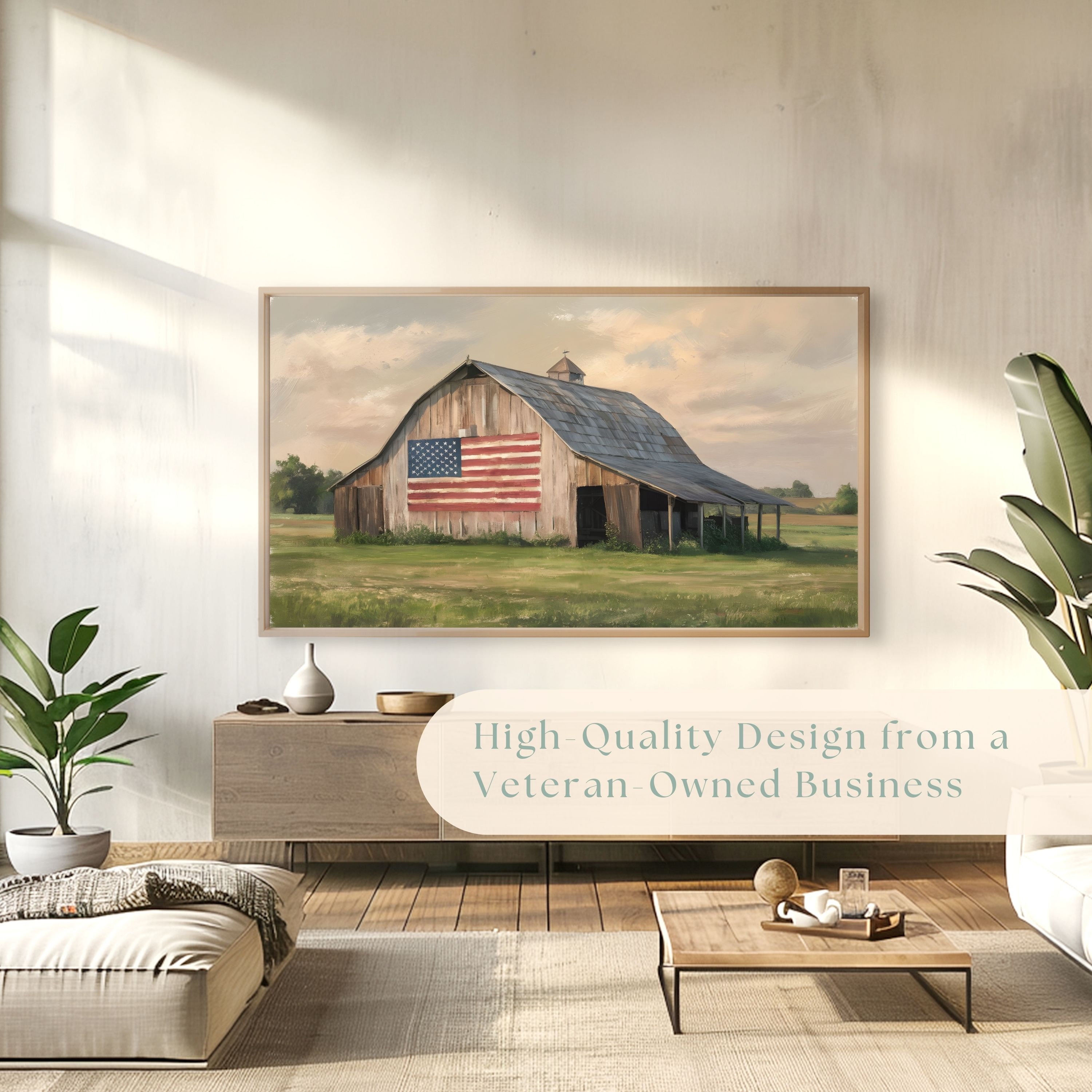 American Flag Mural on Barn 4th of July TV Art, Samsung Frame TV Art ...
