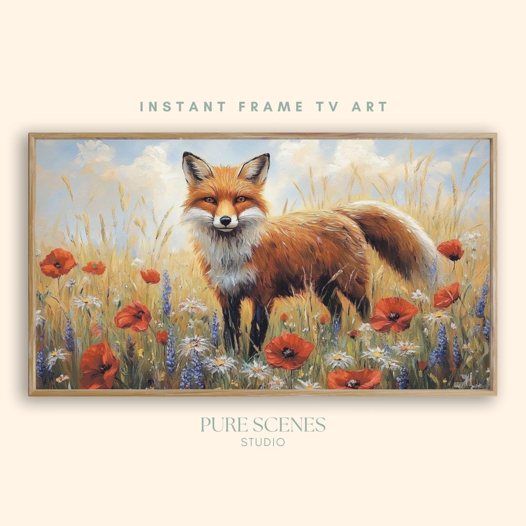 4th of July Fox Samsung Frame TV Art Rustic Farm Animal Digital Artwork ...