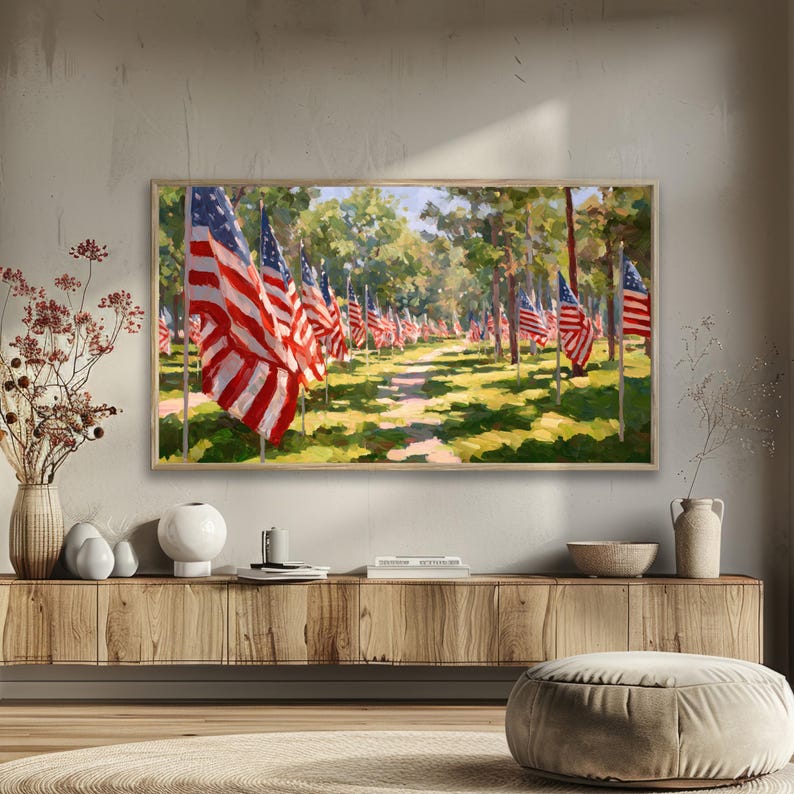 Memorial Day American Flags Park Path Holiday Samsung Frame TV Art ...