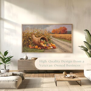 Fall Frame TV Art, Cornucopia by Dirt Road, Fall Harvest, Golden ...