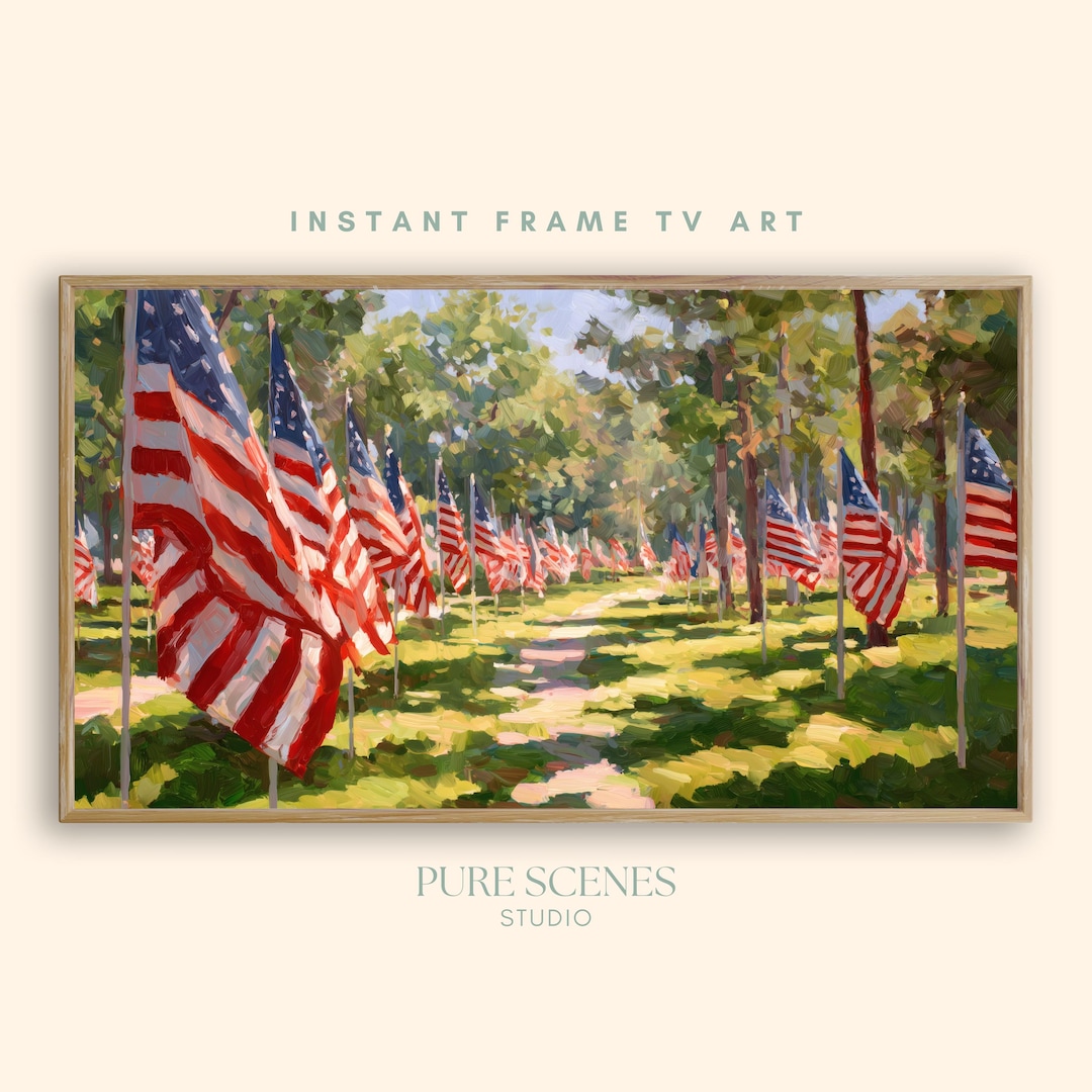 Memorial Day American Flags Park Path Holiday Samsung Frame TV Art ...
