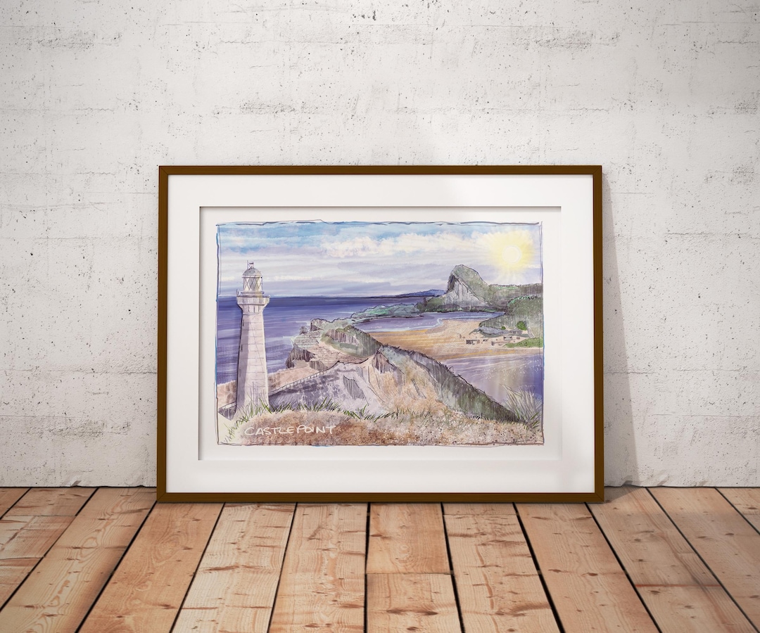 CASTLEPOINT I Limited Edition Art Print I Travel Poster I New Zealand ...
