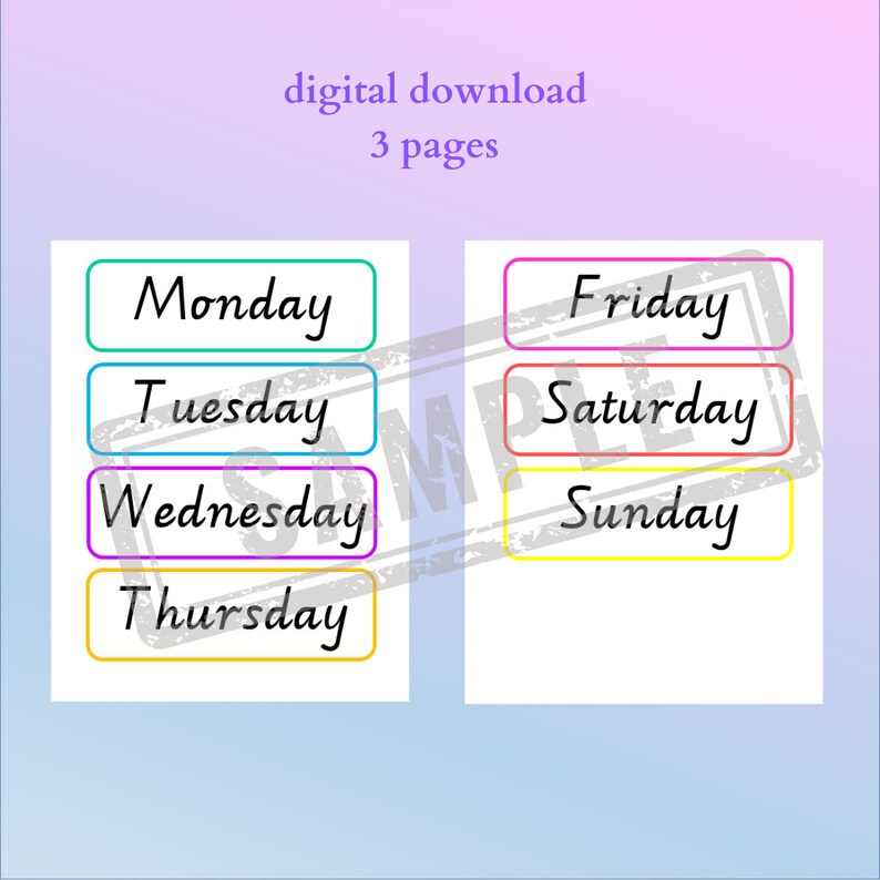 Days of the Week Labels - Etsy