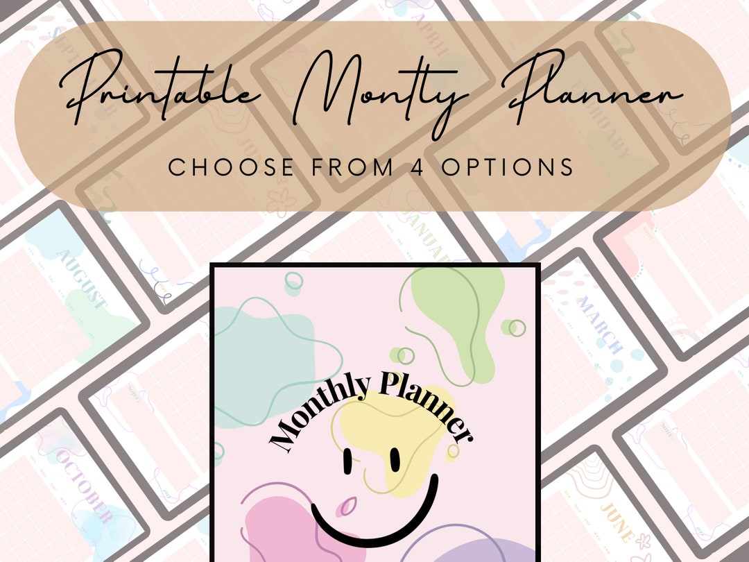 Pastel Digital Calendar / Watercolor Digital Calendar / Custom Montly ...