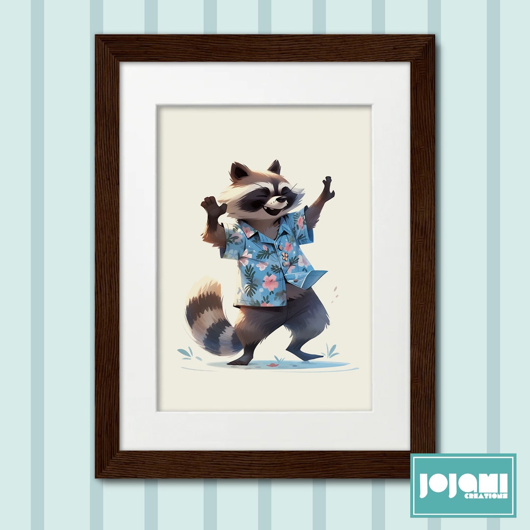 Dancing Racoon Kids Printable Wall Art - Etsy