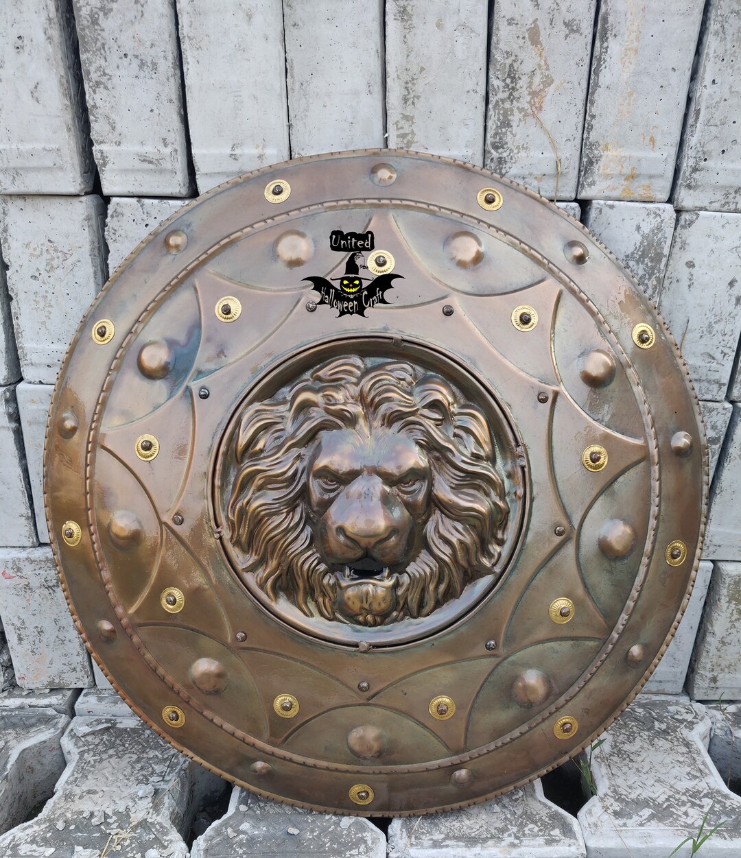Medieval Lion Face Armor - Brown Antique Lion Shield - Fully Functional ...