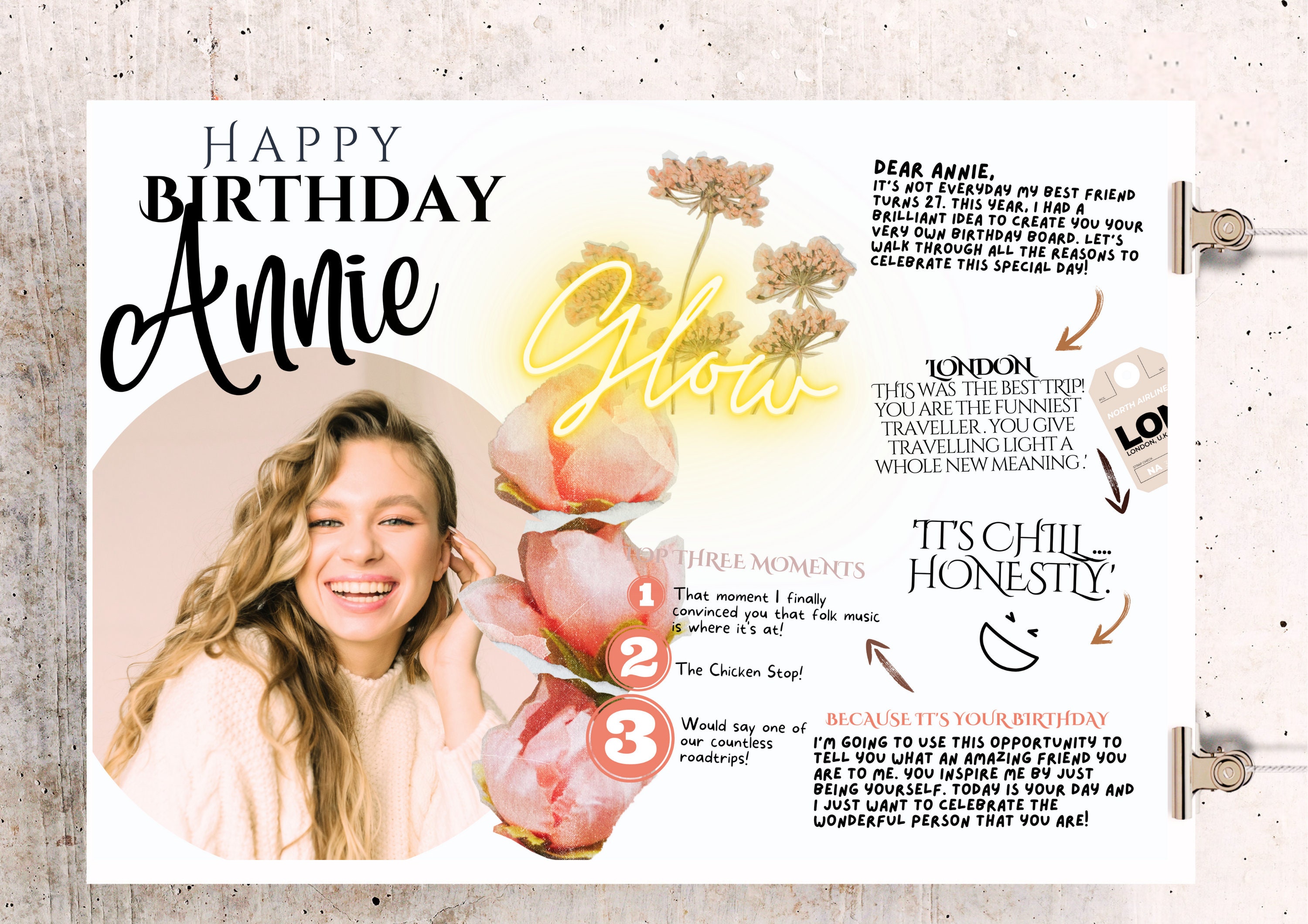 DIGITAL DOWNLOAD TEMPLATE Personalised Birthday Board - Etsy