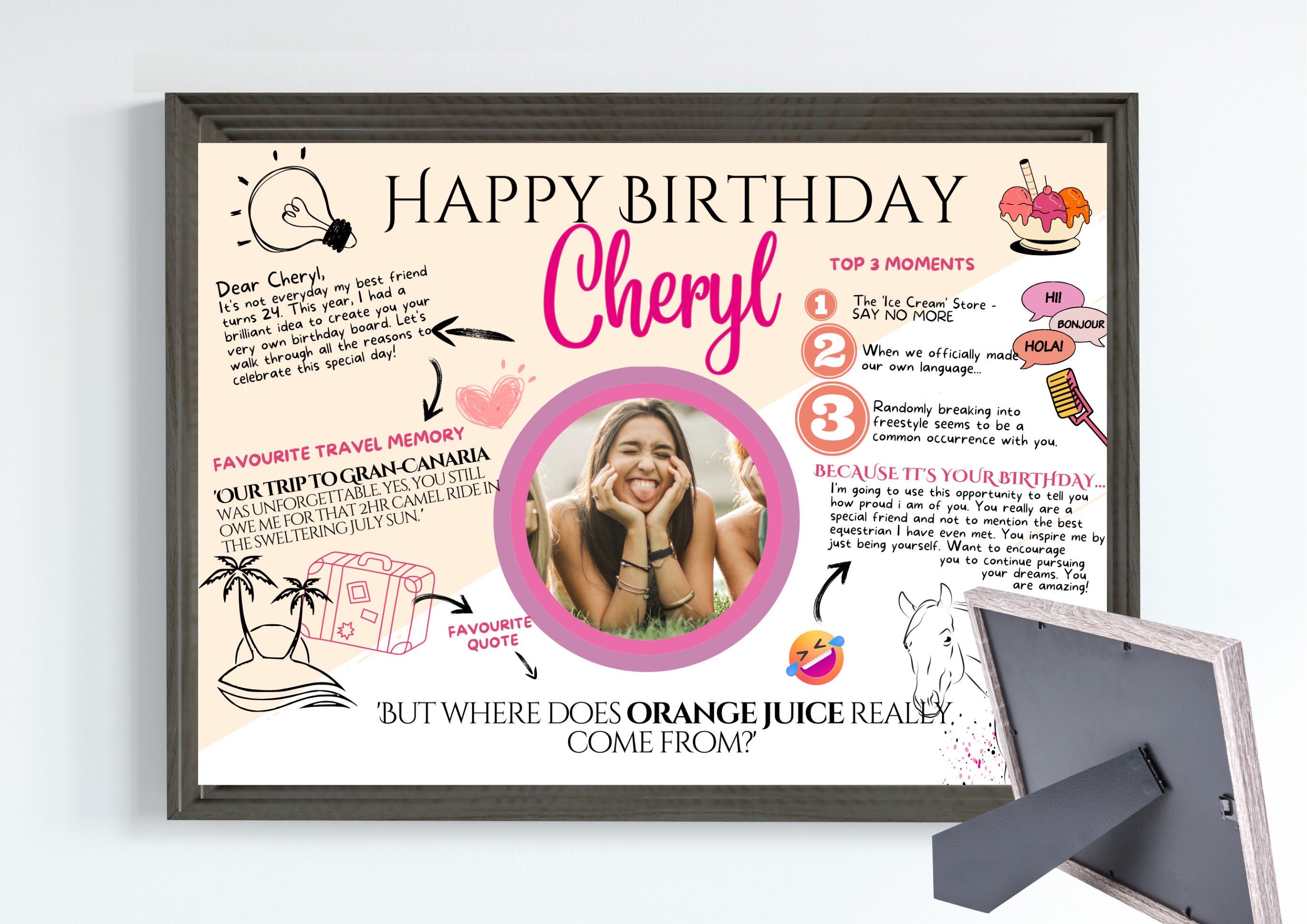 Personalised Birthday Moodboard Poster Custom Date of Birth - Etsy