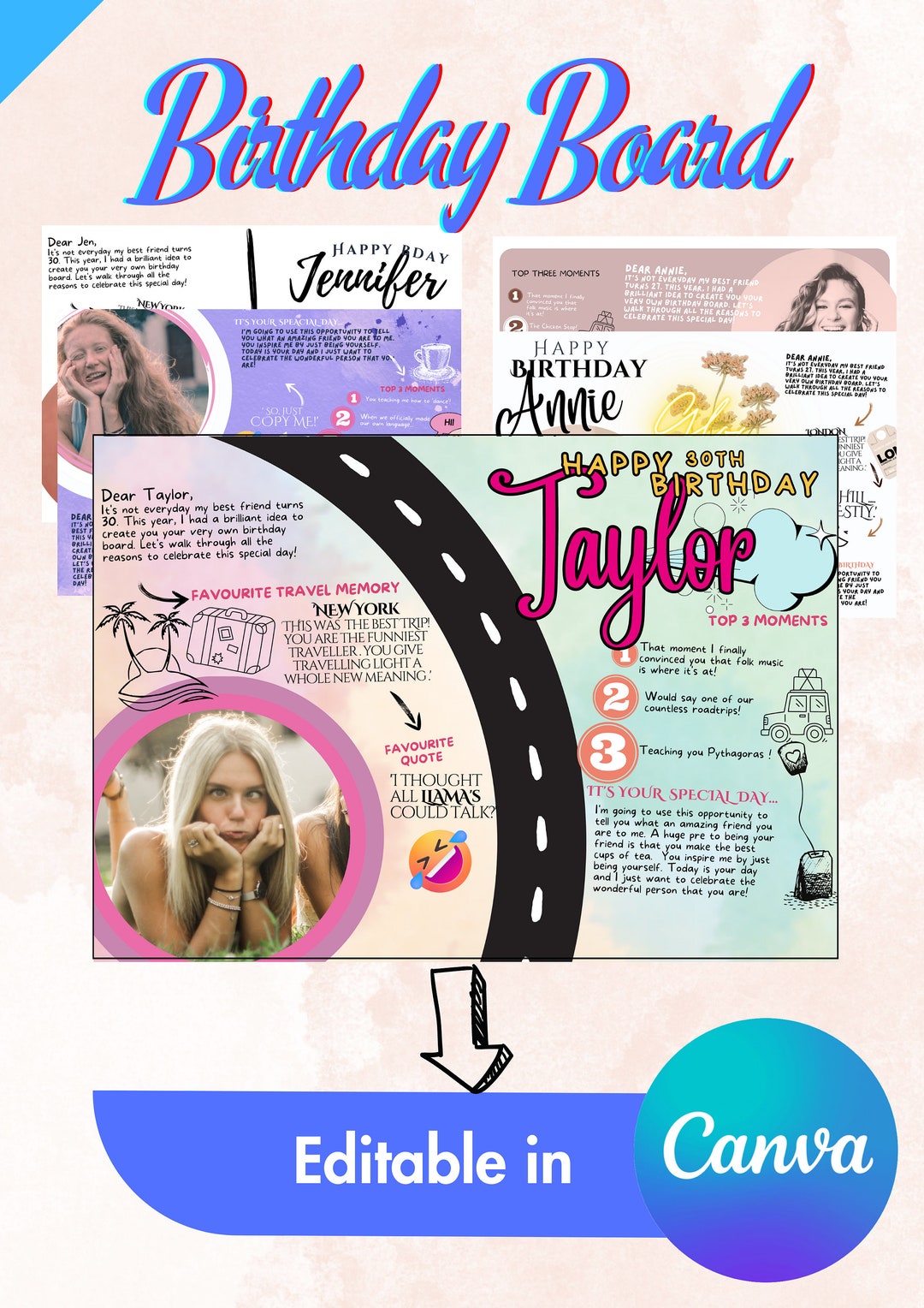 Personalised Birthday Moodboard, Poster, Custom Date of Birth Print, A3 ...