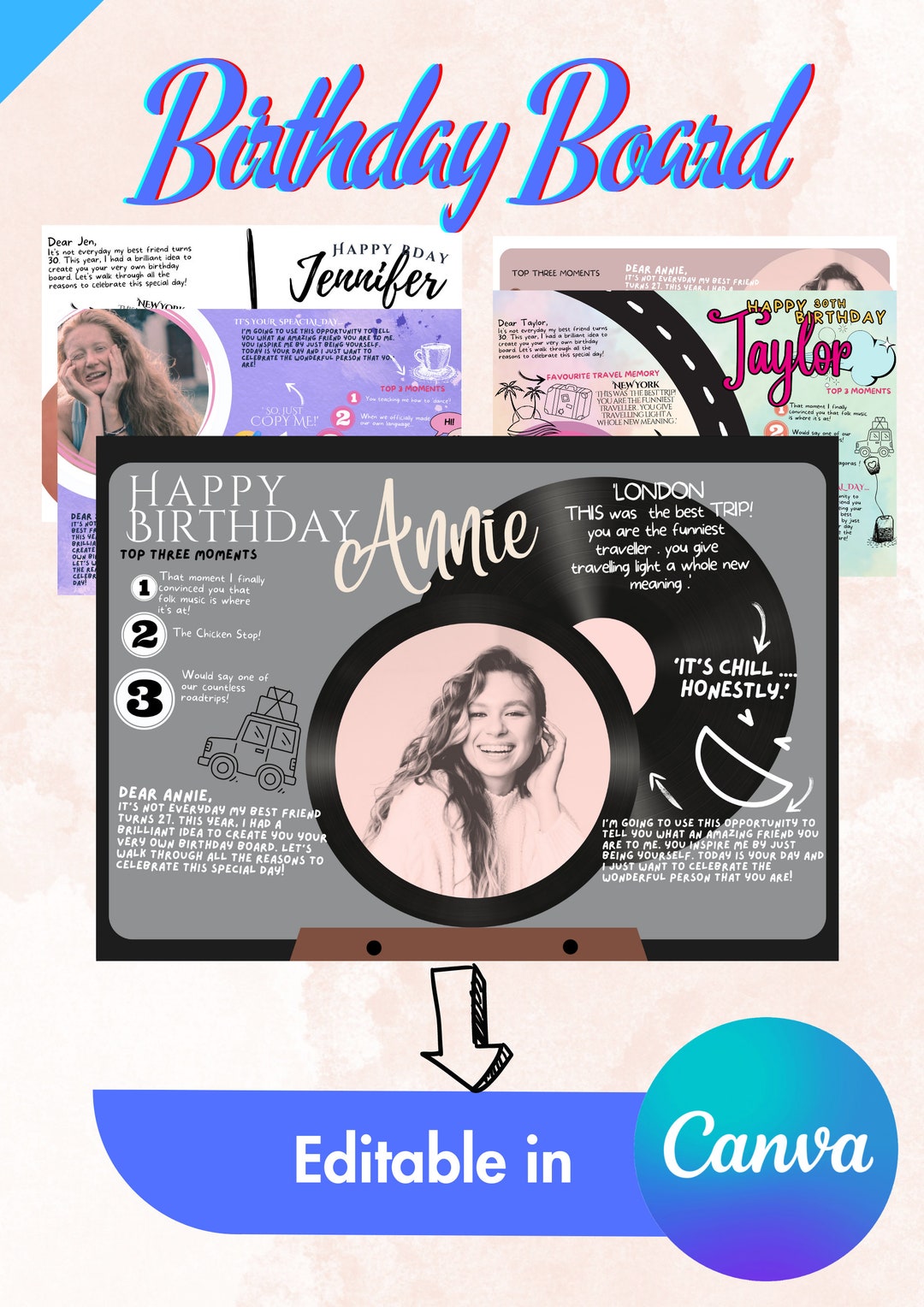 Personalised Birthday Moodboard, Poster, Custom Date of Birth Print, A3 ...