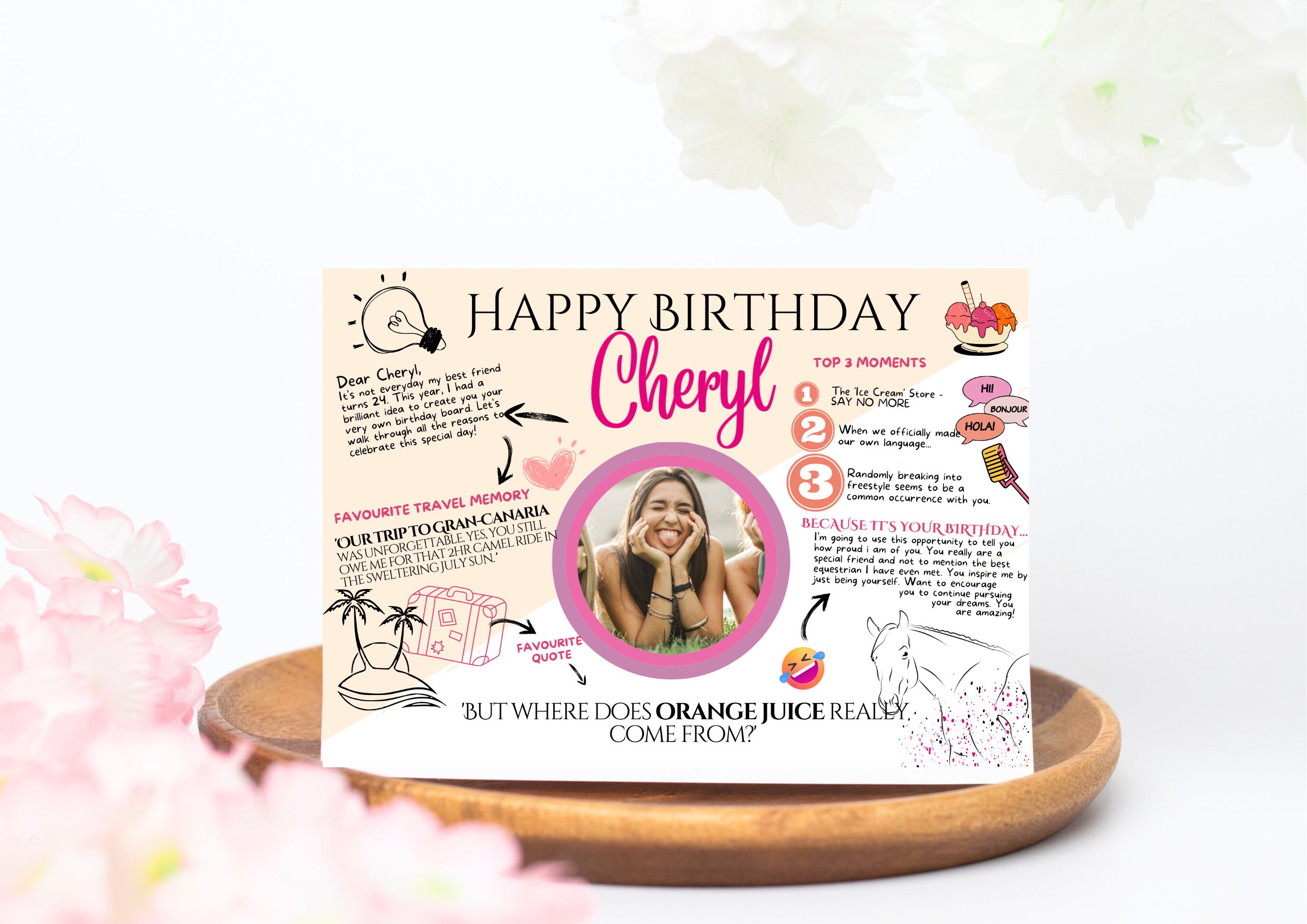 Personalised Birthday Moodboard Poster Custom Date of Birth - Etsy