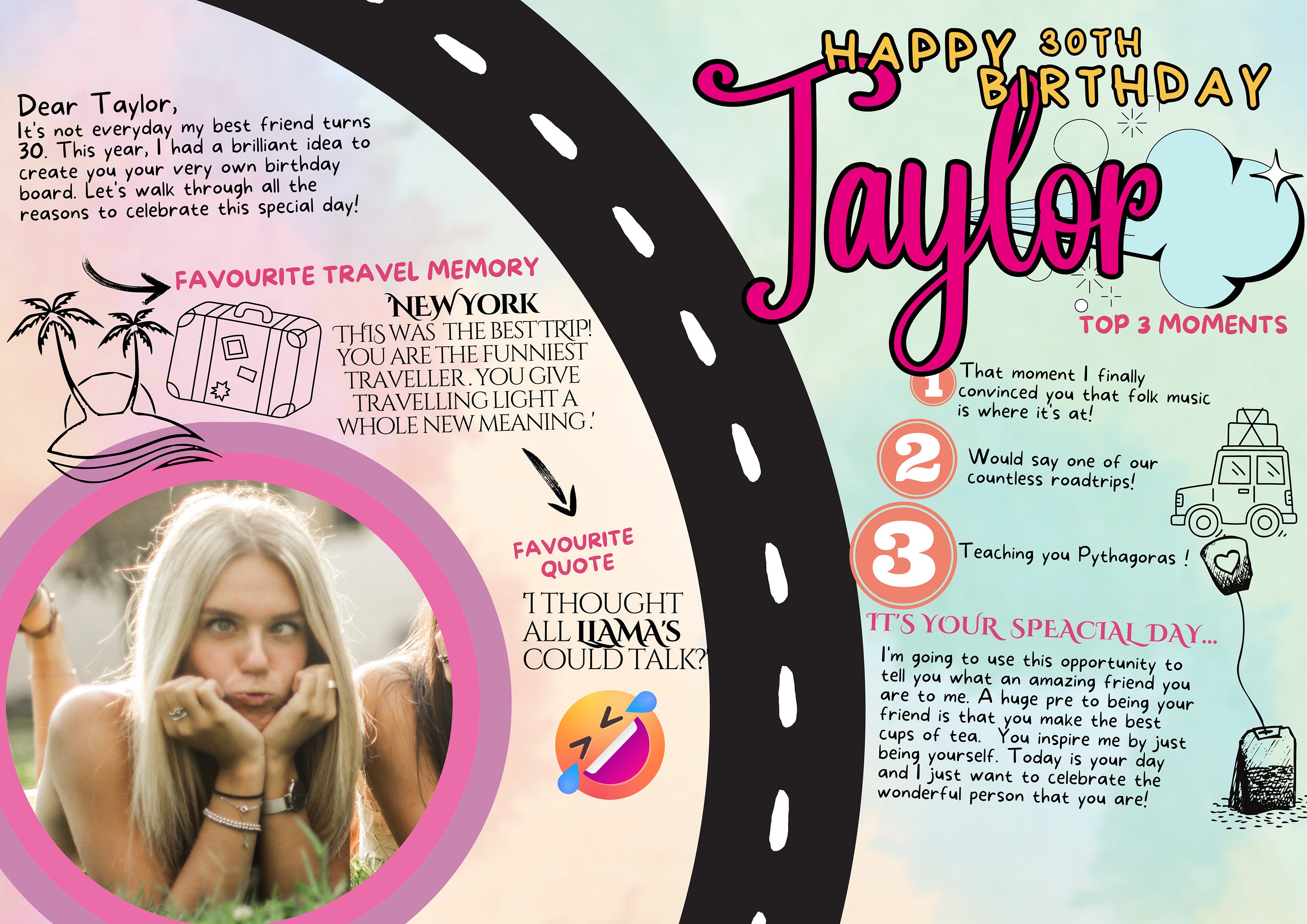 Personalised Birthday Moodboard Poster Custom Date of Birth - Etsy