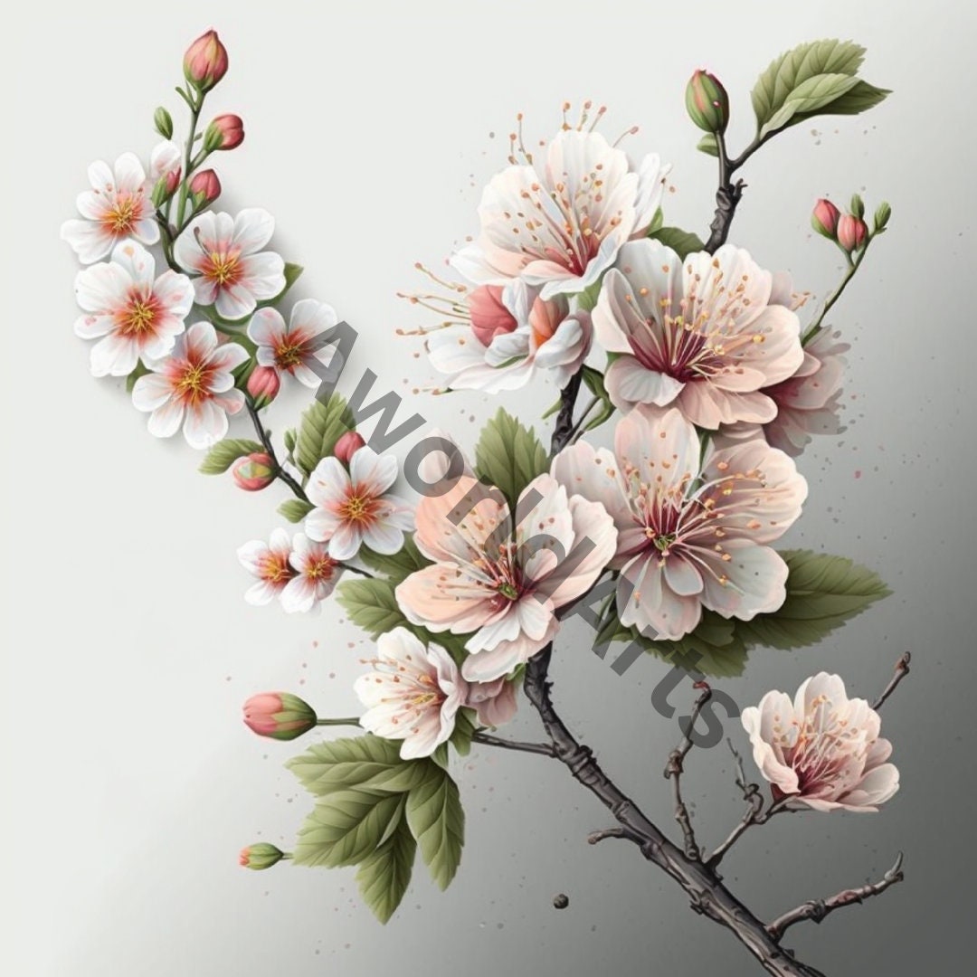 Cherry Blossoms, Watercolor Floral Clipart, Floral Clipart, Cherry ...