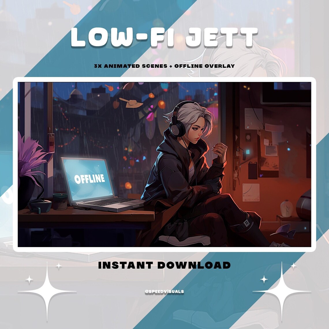 Animated Lofi Jett Stream Screen / Valorant Overlay / Laptop Jett ...