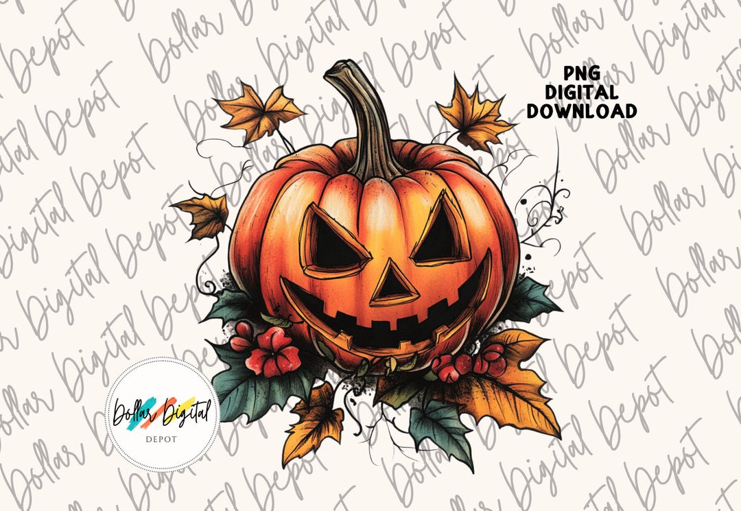 Halloween Jack O Lantern Pumpkin DIGITAL DOWNLOAD PNG, Holiday Instant ...