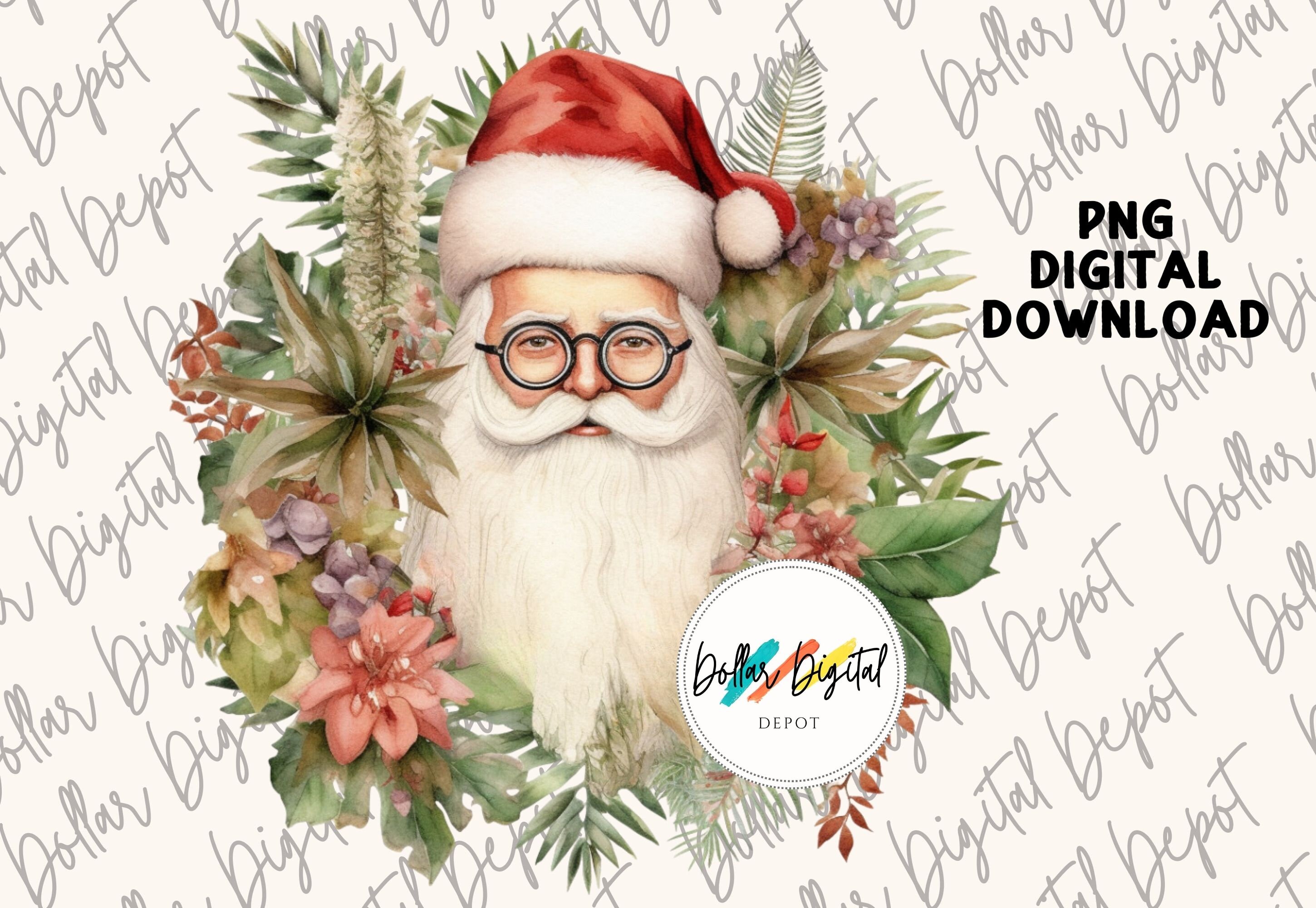 Vintage Tropical Christmas Santa DIGITAL DOWNLOAD PNG, Holiday Instant ...