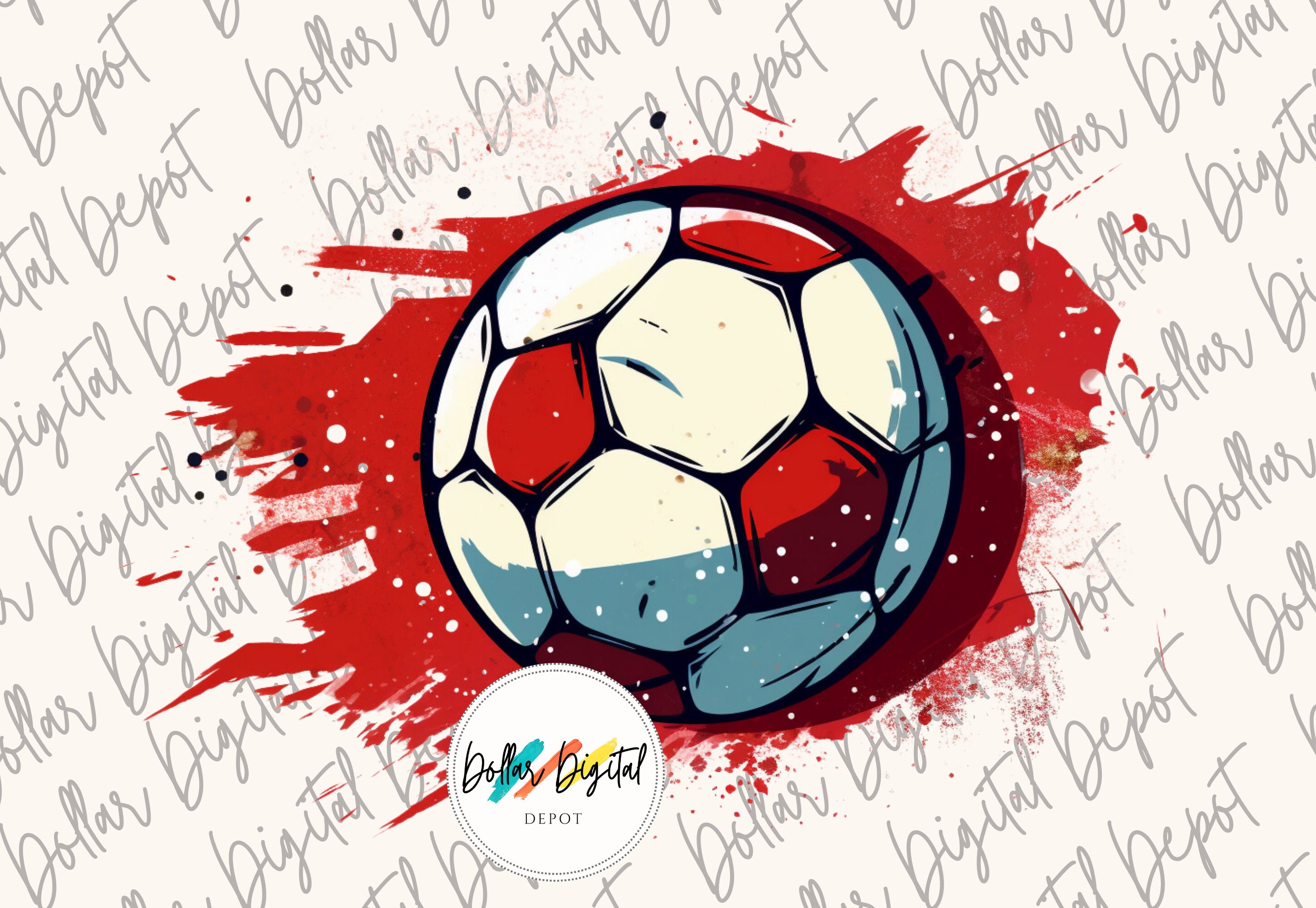 Red Sports Soccer DIGITAL DOWNLOAD PNG Instant Download, Soccer Ball ...