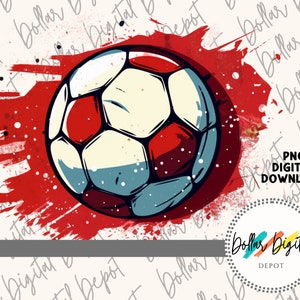 Red Sports Soccer DIGITAL DOWNLOAD PNG Instant Download, Soccer Ball ...