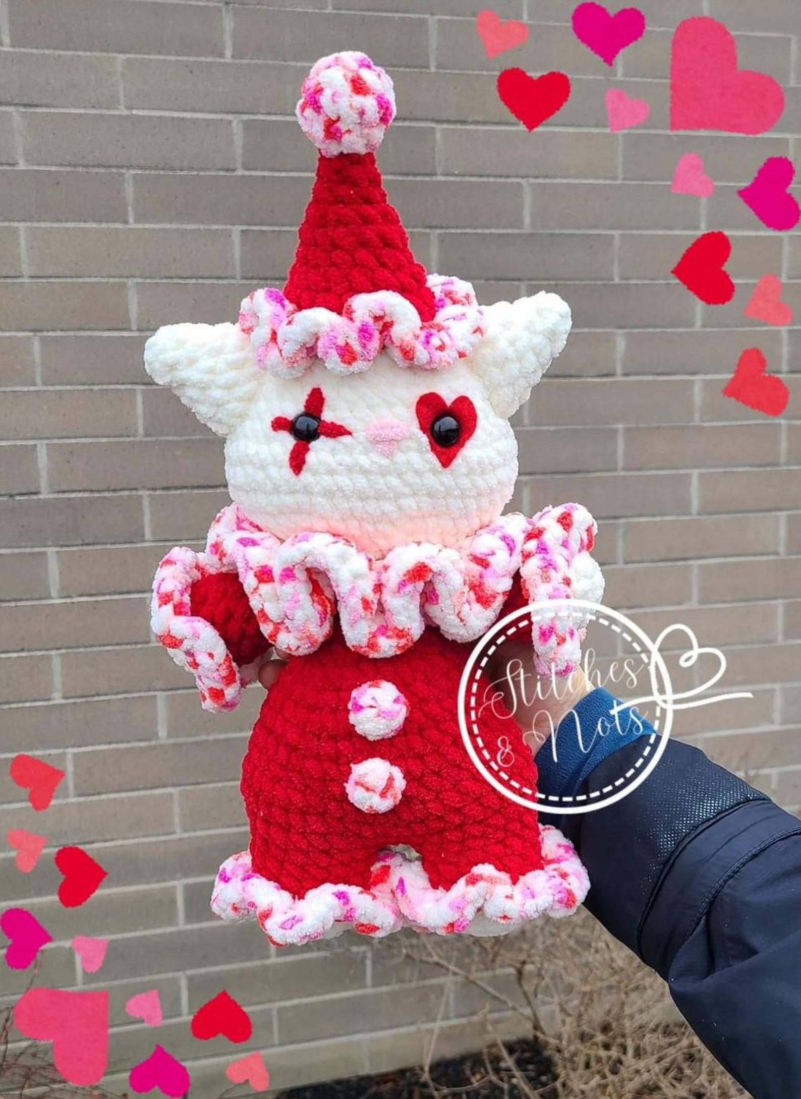 CUTE Handmade Crochet Jester Bunny and Cat Kitty Plush. Crochet ...