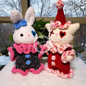 CUTE Handmade Crochet Jester Bunny and Cat Kitty Plush. Crochet ...