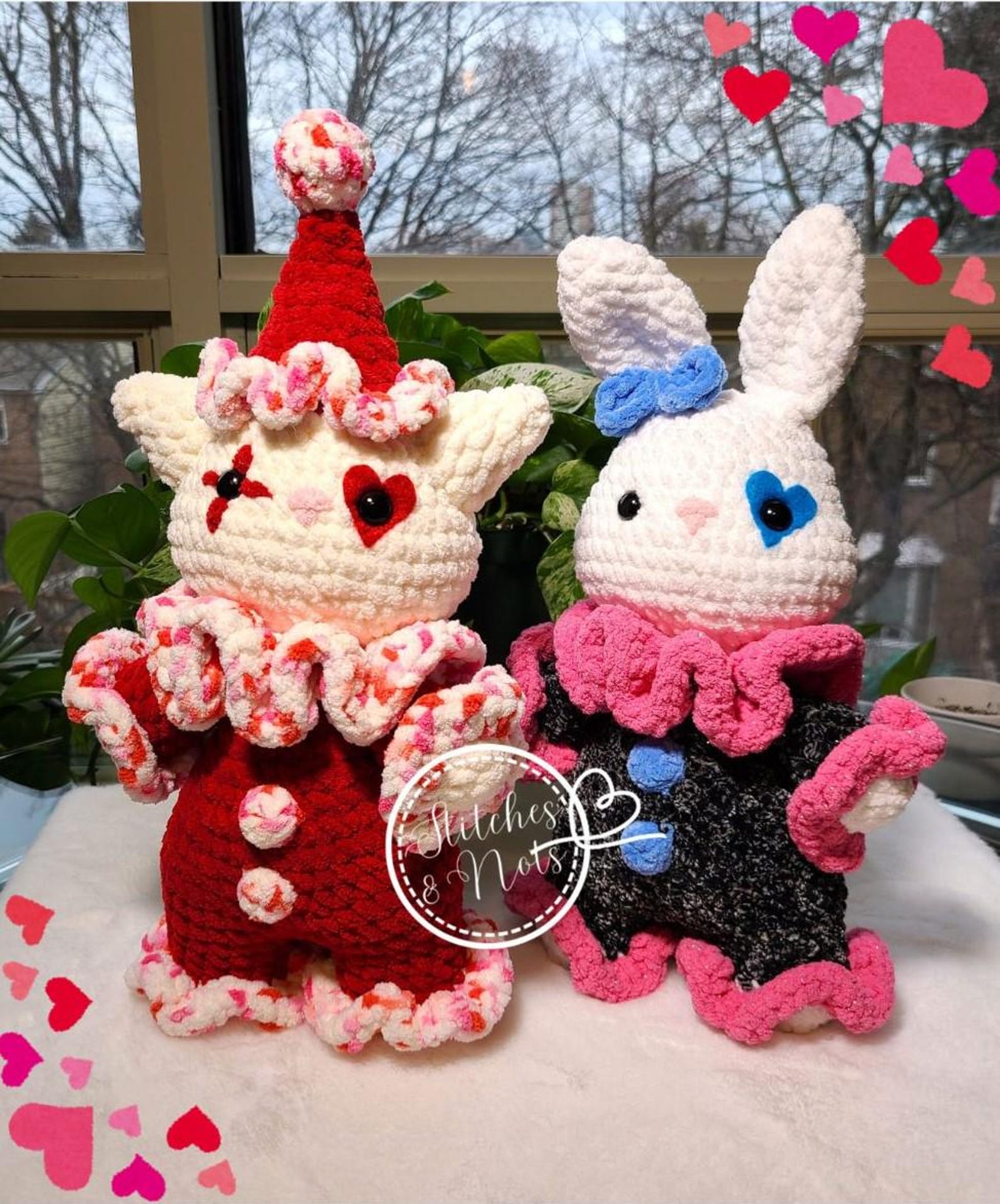 CUTE Handmade Crochet Jester Bunny and Cat Kitty Plush. Crochet ...