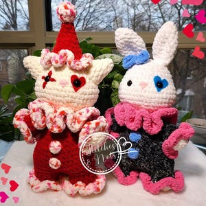 CUTE Handmade Crochet Jester Bunny and Cat Kitty Plush. Crochet ...