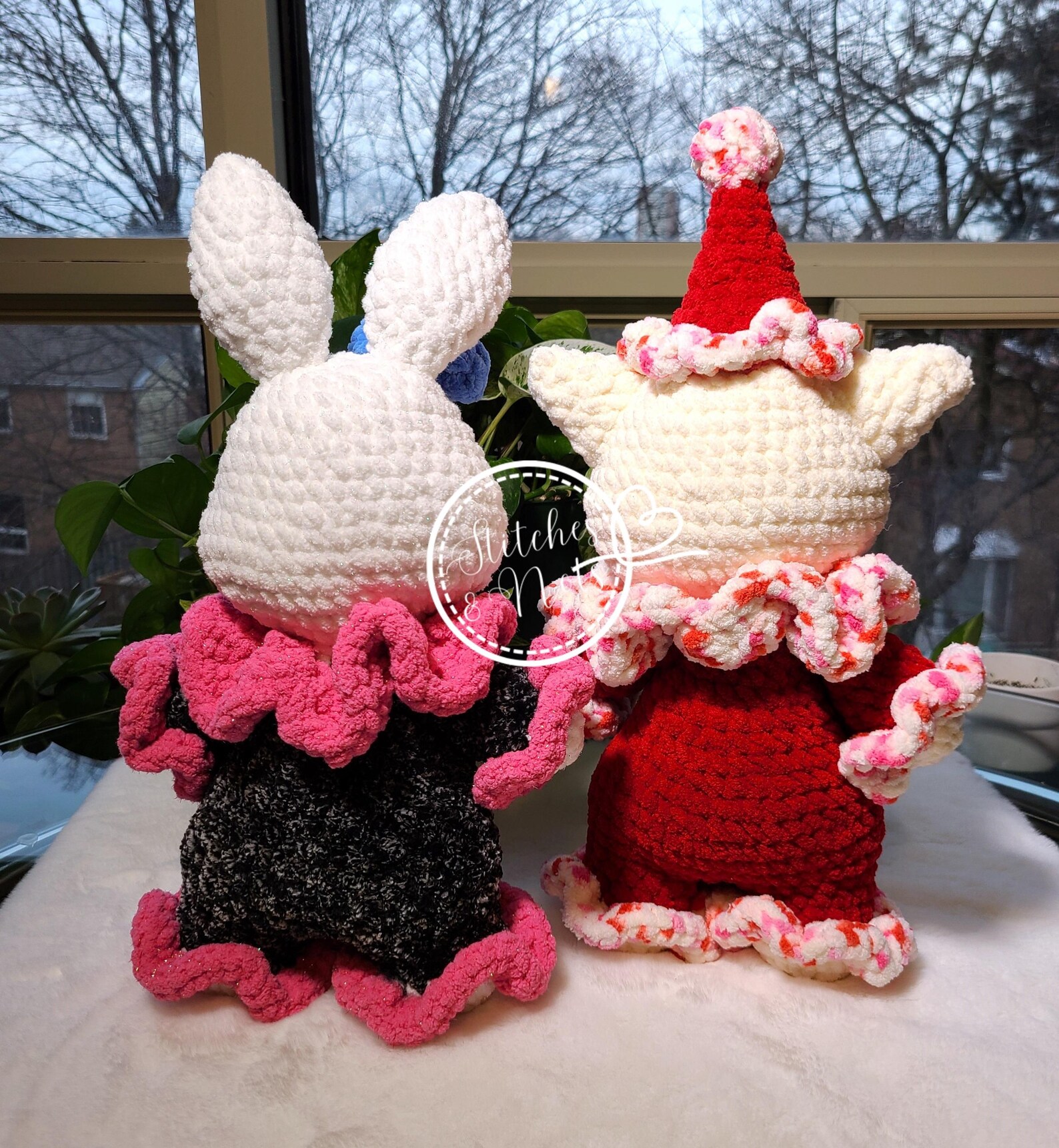 CUTE Handmade Crochet Jester Bunny and Cat Kitty Plush. Crochet ...