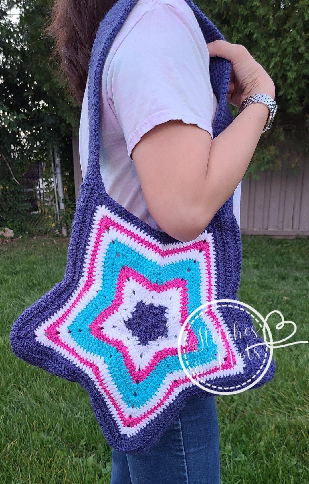 Handmade Crochet Star Shaped Bag. Crochet Shoulder Bag Purse. Made to ...
