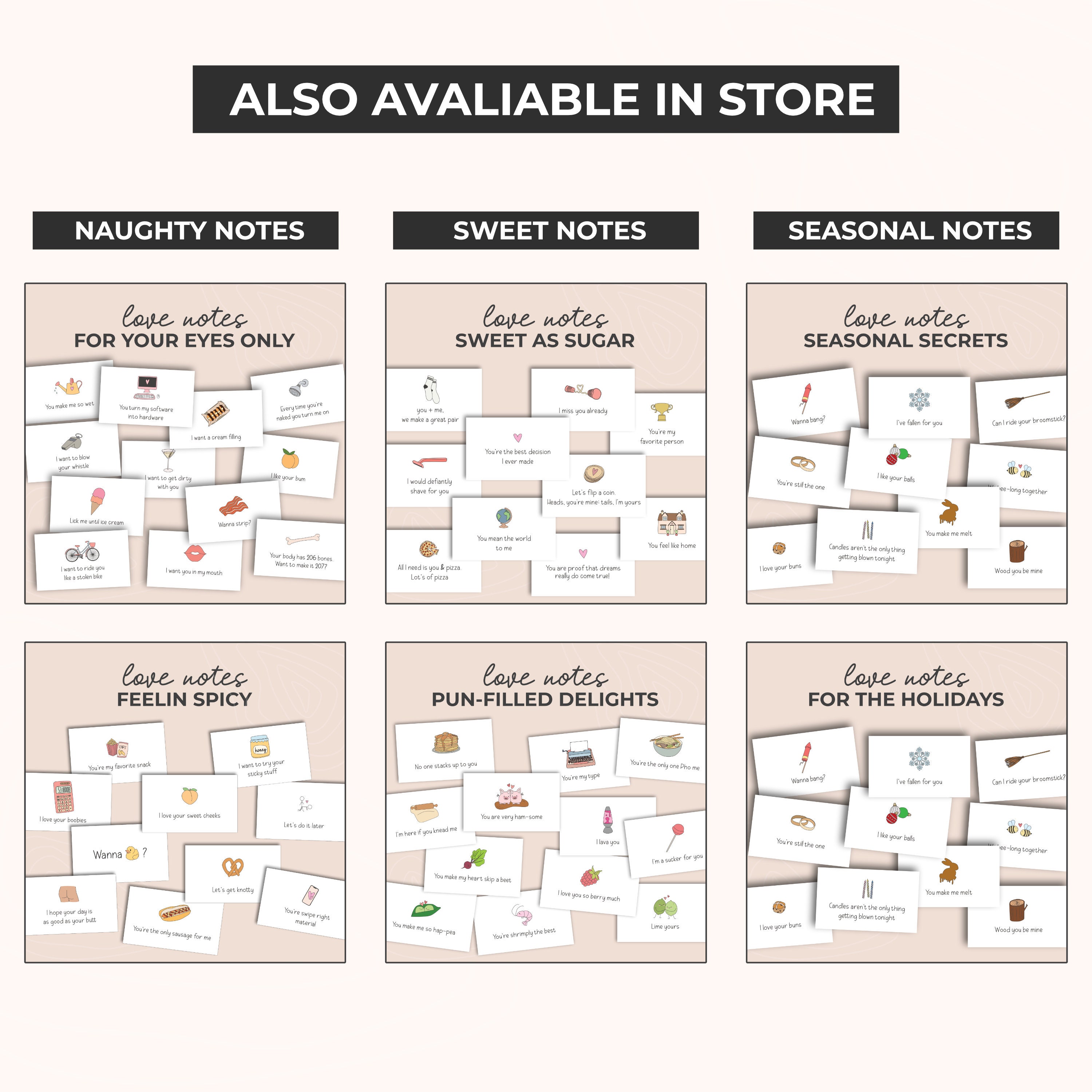 Love Notes - Feelin Spicy, Naughty Lunchbox Notes, Cheeky Messages for ...