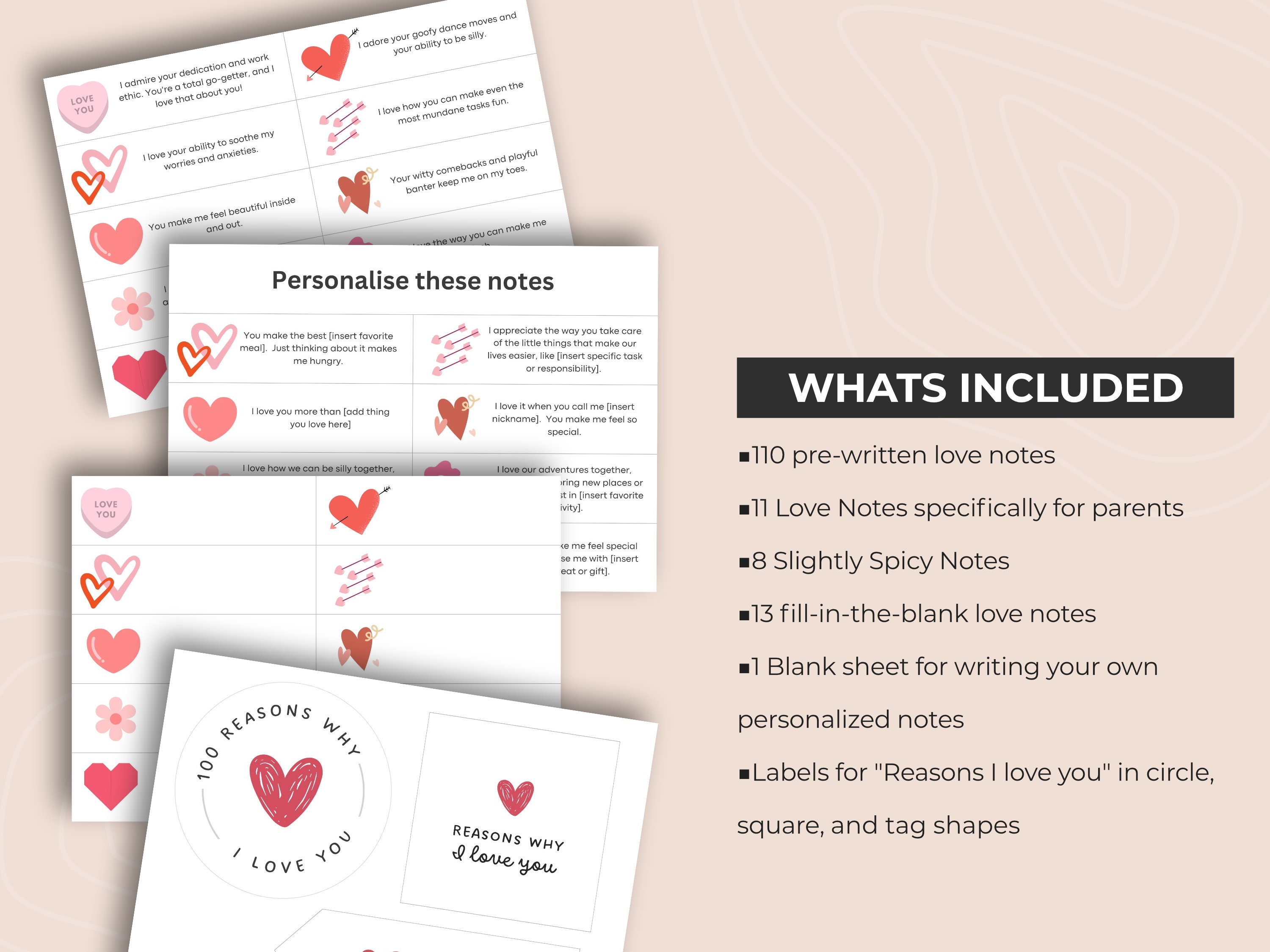 100 Reasons Why I Love You Printable, DIY Love Jar, Little Love Notes ...