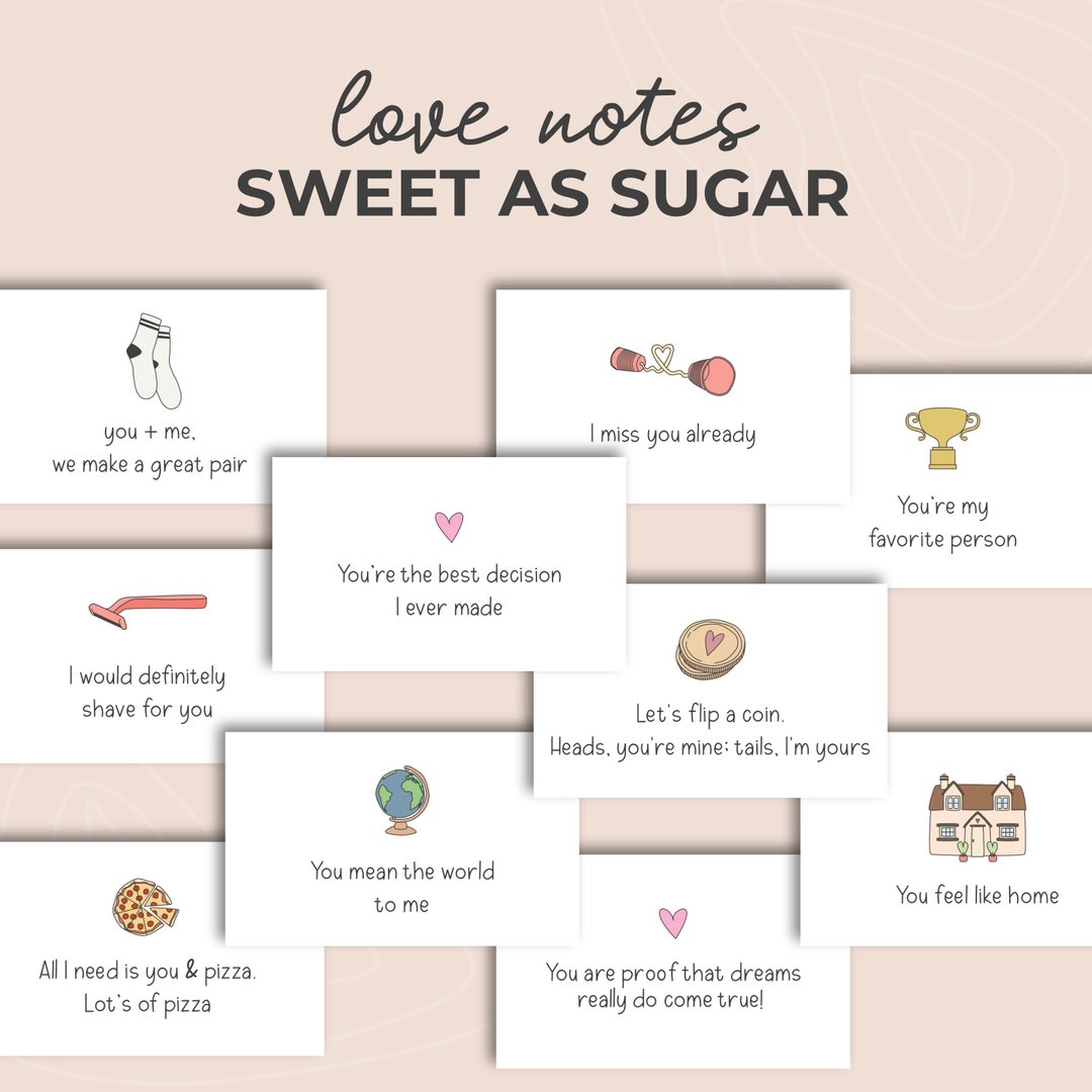 Love Notes - Sweet as Sugar, Sweet Lunchbox Notes, Cheeky Messages for ...