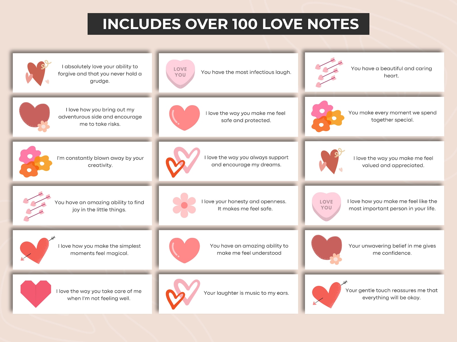 100 Reasons Why I Love You Printable, DIY Love Jar, Little Love Notes ...