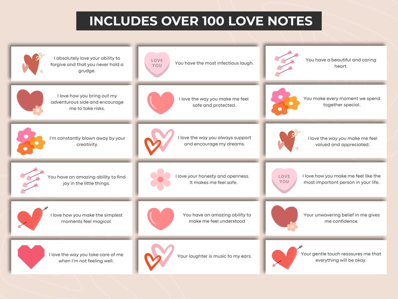 100 Reasons Why I Love You Printable, DIY Love Jar, Little Love Notes ...