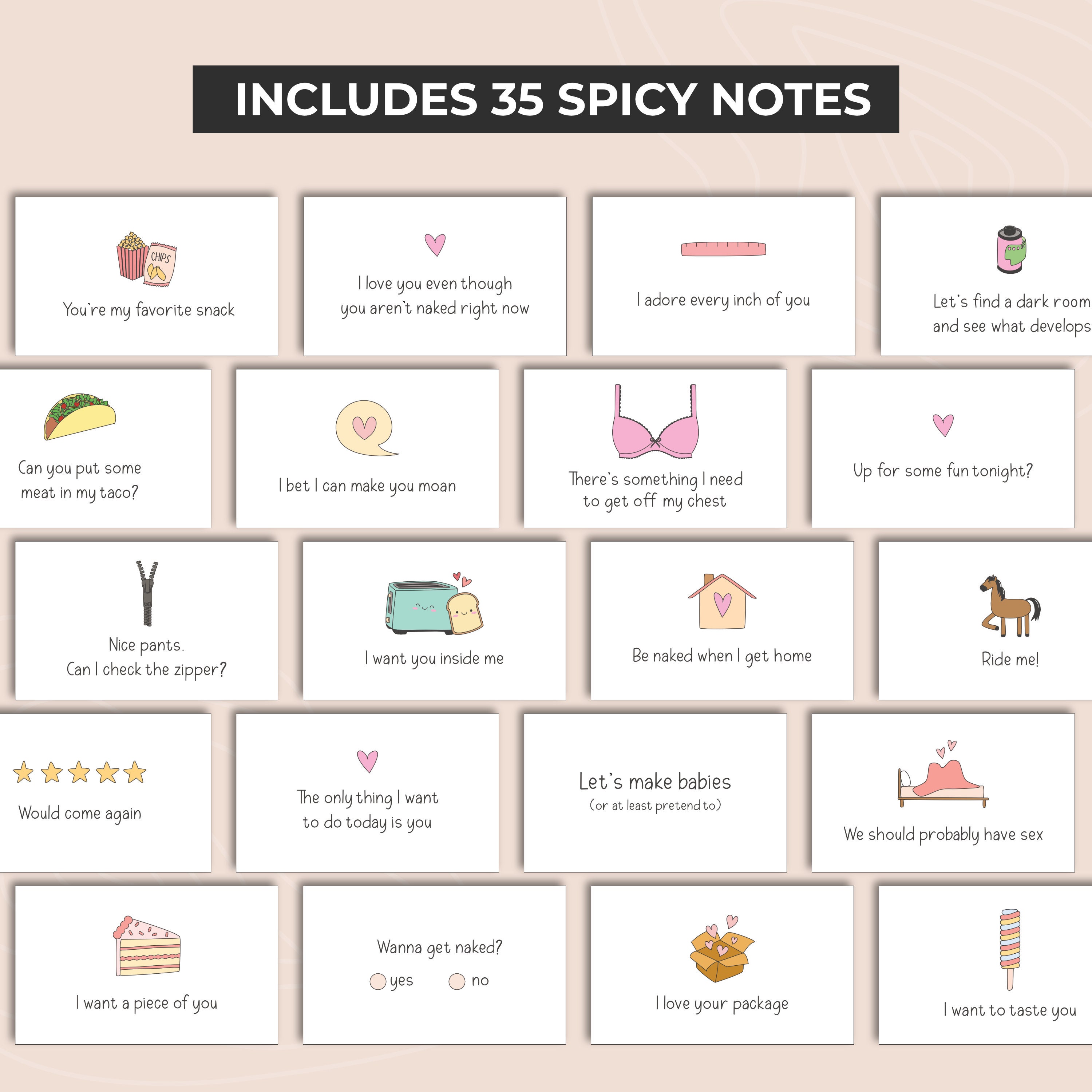 Love Notes - Feelin Spicy, Naughty Lunchbox Notes, Cheeky Messages for ...