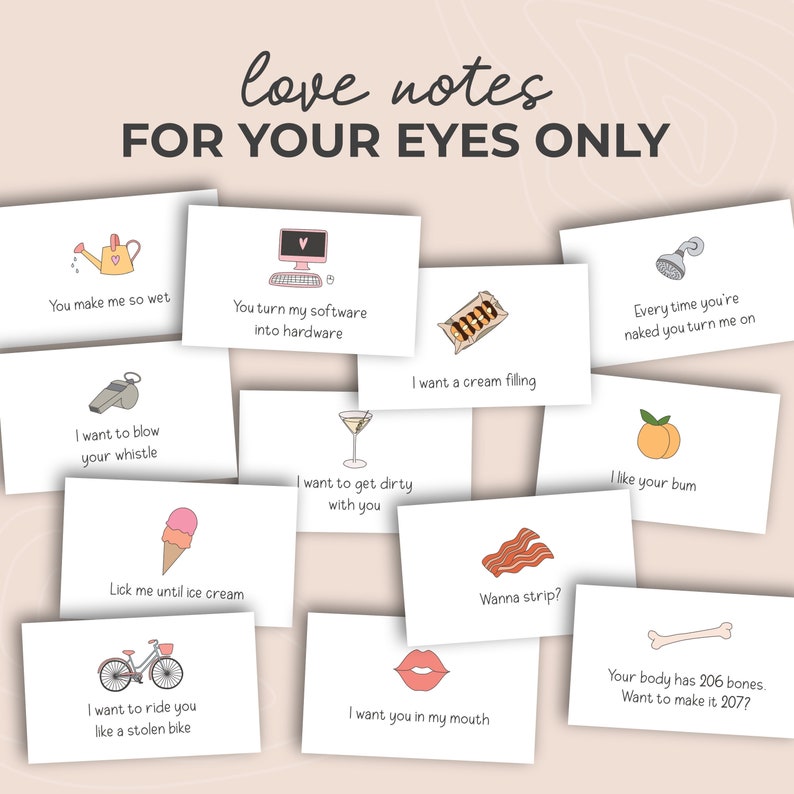 Love Notes - for Your Eyes Only, Naughty Lunchbox Notes, Cheeky ...