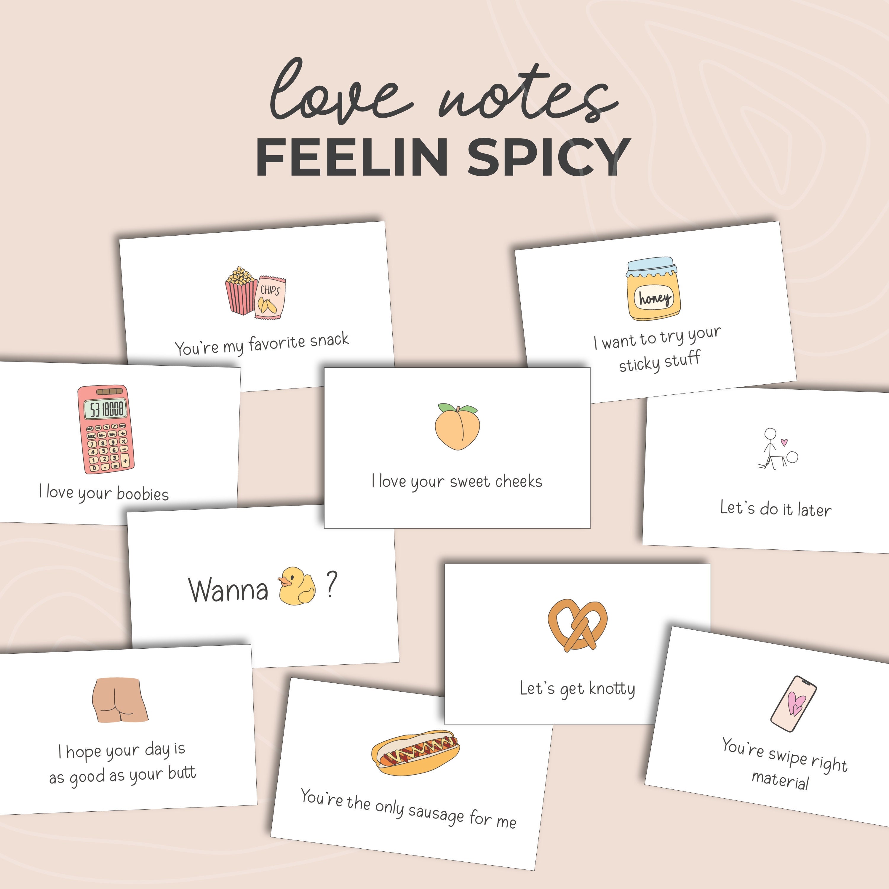 Love Notes - Feelin Spicy, Naughty Lunchbox Notes, Cheeky Messages for ...