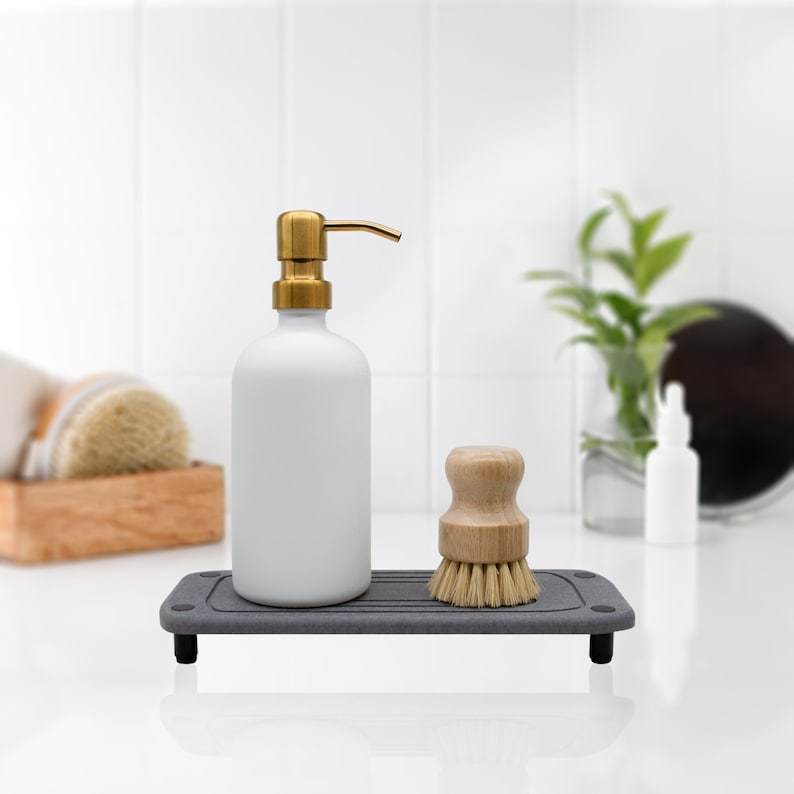 Grey Tray - Fast Drying Stone Sink Caddy With Non-slip for Kitchen Sink ...