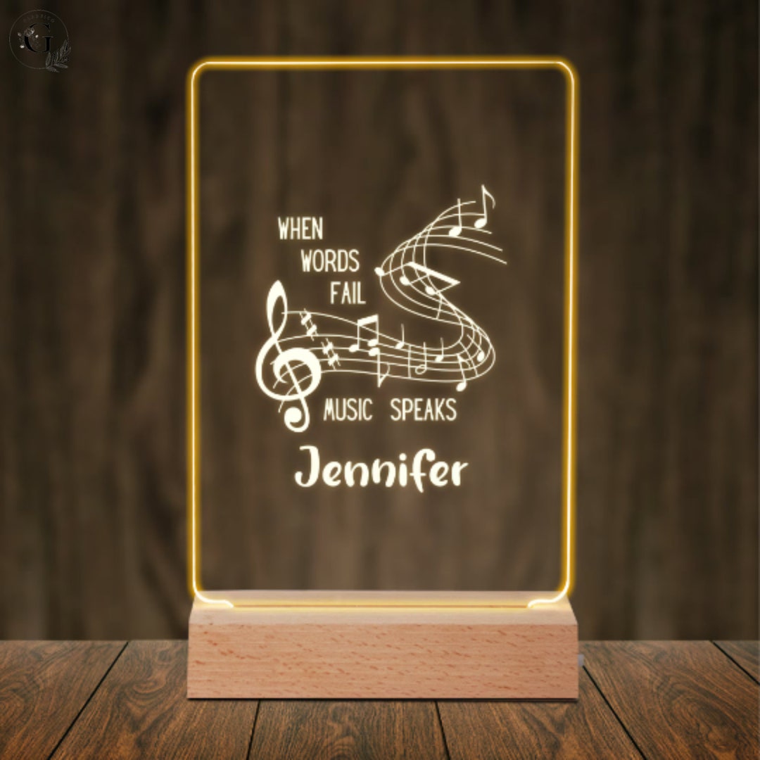 When Words Fail Music Speaks Custom Night Light Music Notes Desk Lamp ...